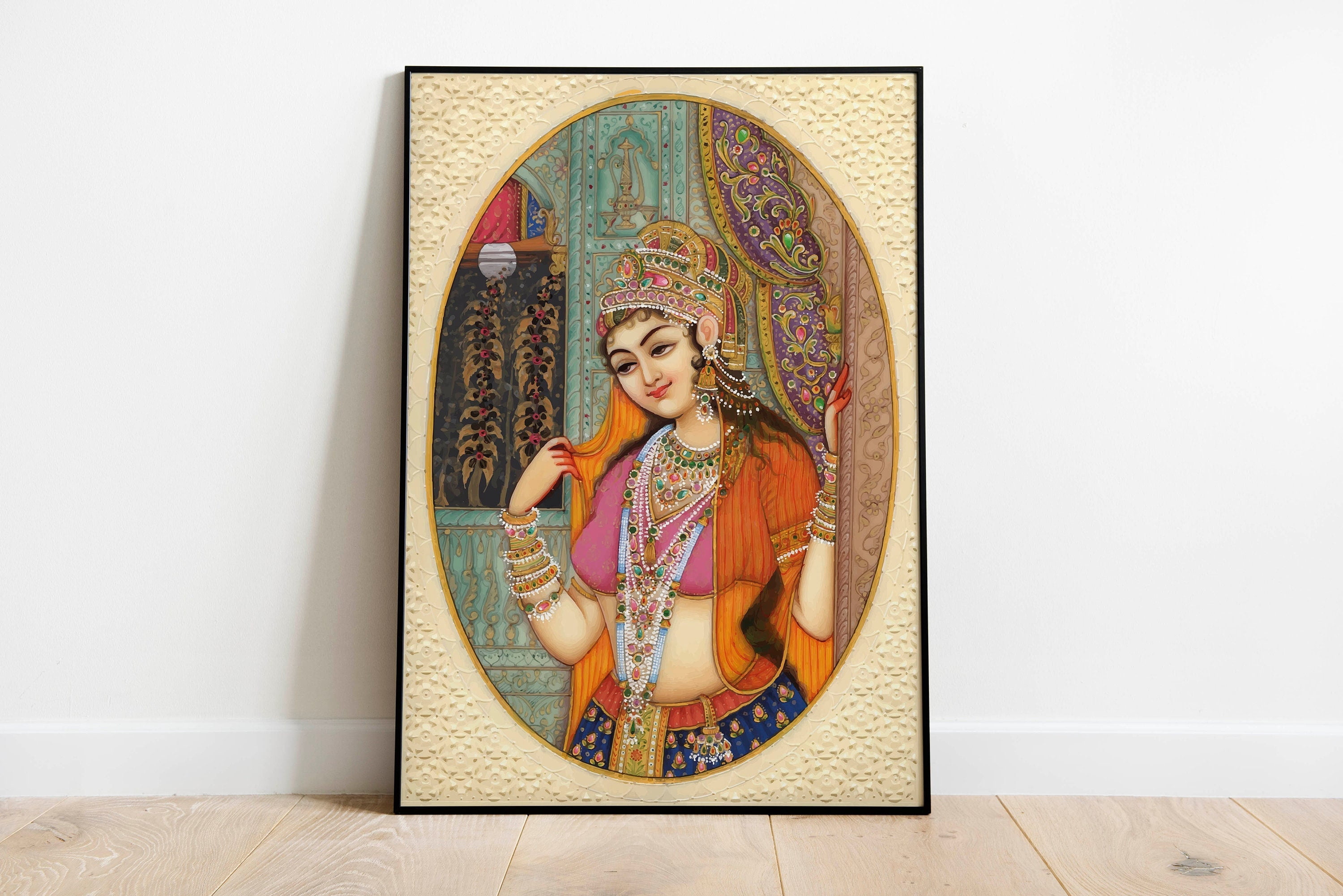 POSTER Indian folk wall Art, Royal Princess, Living Room decor,, Indian ...