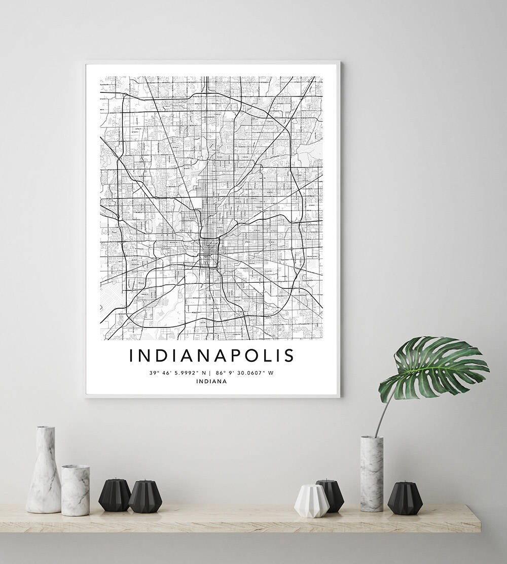 POSTER Indianapolis Map Print Wall Art Poster United States Map Print ...
