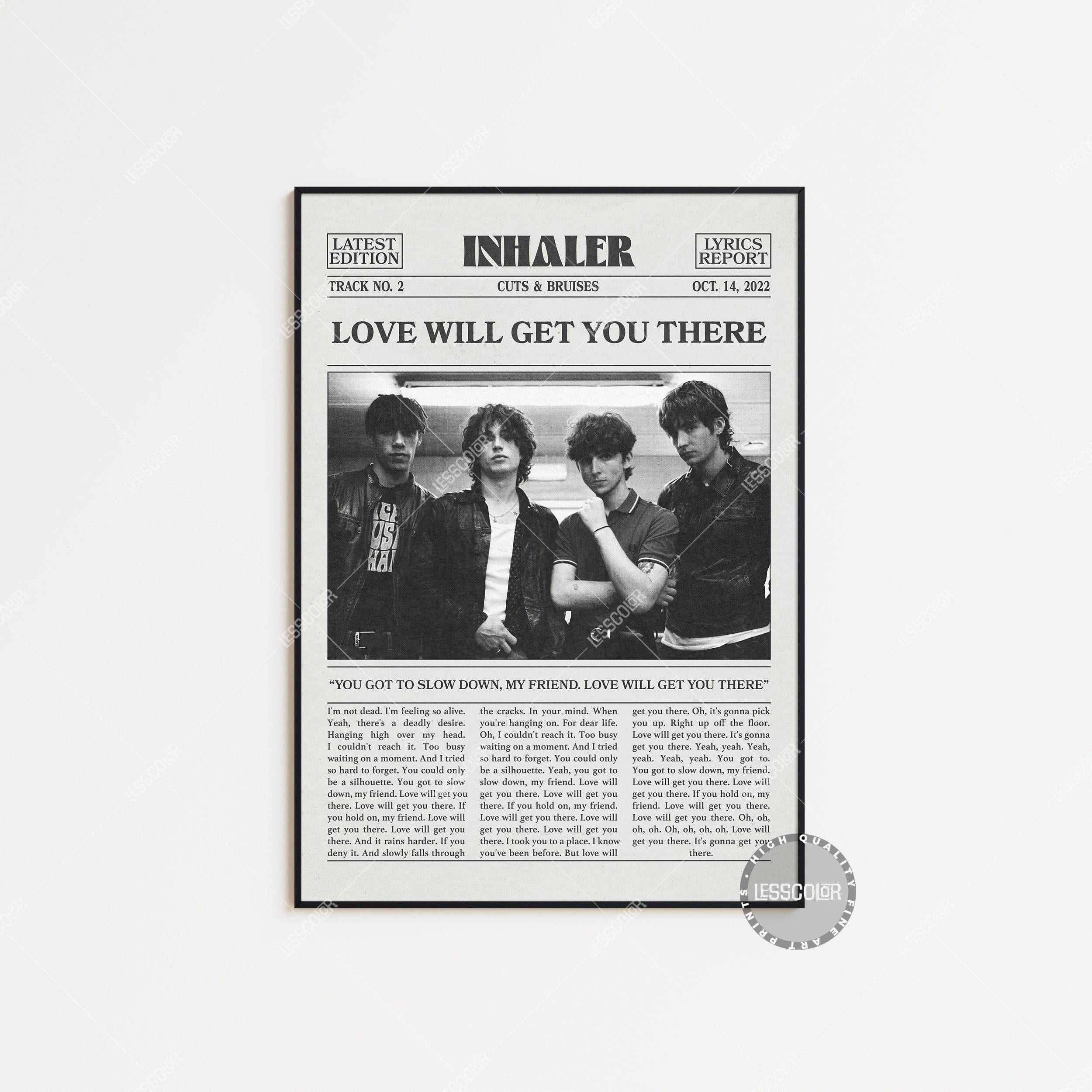 POSTER Inhaler Retro Newspaper Print, Love Will Get You There Poster ...