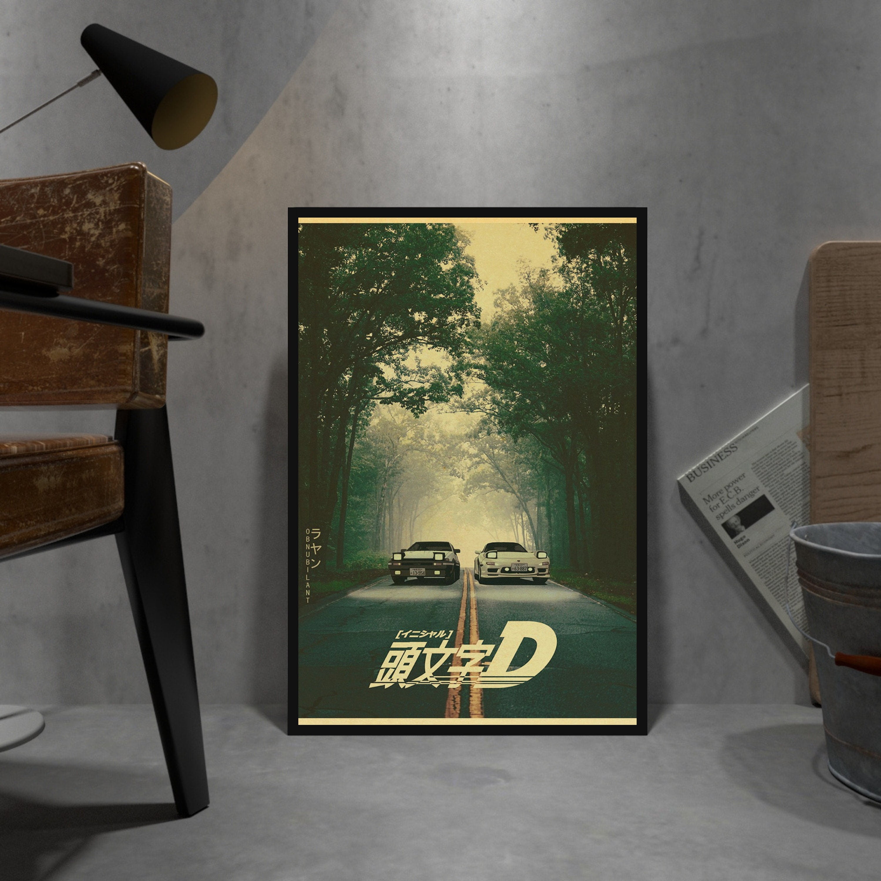 POSTER Initial D Anime Retro Wall Art Kraft Paper Print, Gift featuring ...