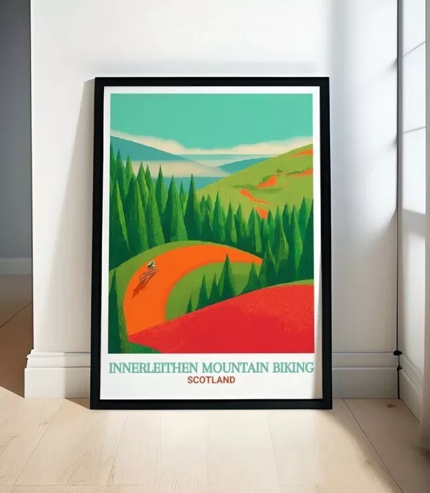 POSTER Innerleithen Mountain Biking Art - Caberston Forest Mountain ...