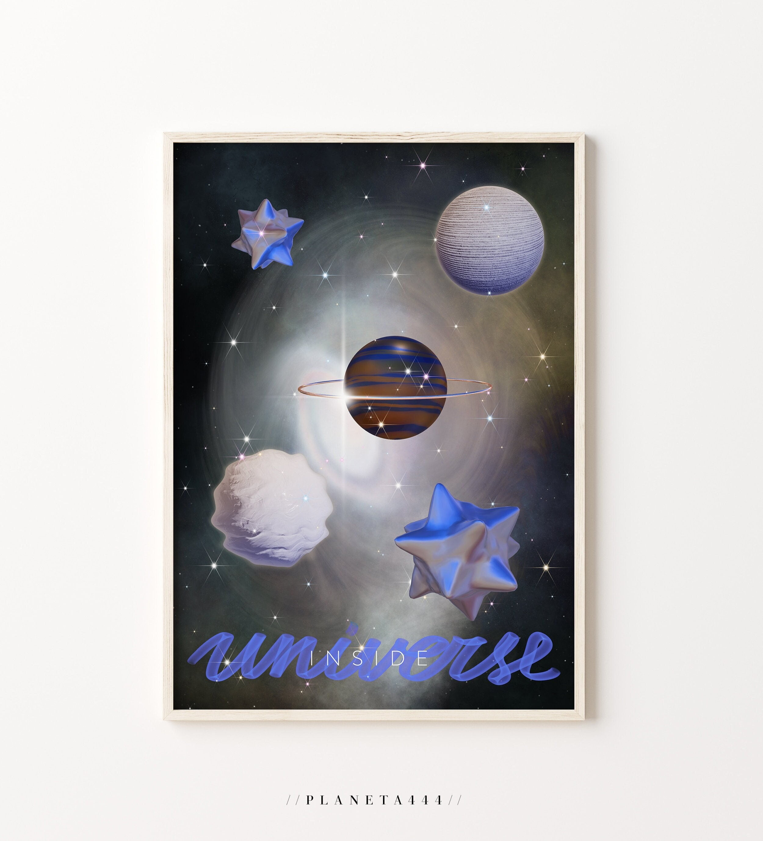 POSTER Inside Universe Wall Art Galaxy Space Planets Art Print 3D ...