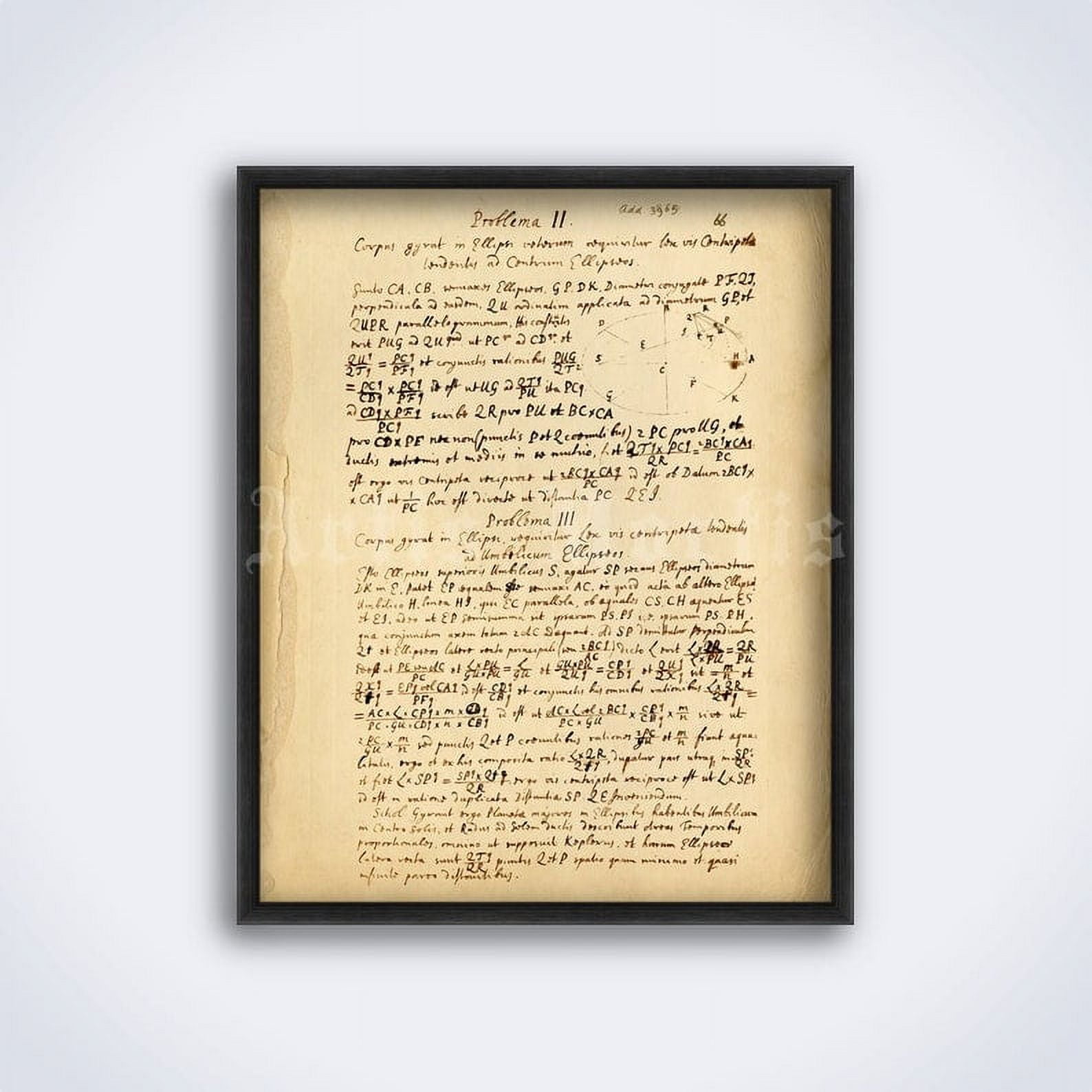 POSTER Isaac Newton manuscript, Principia Mathematica, physics ...