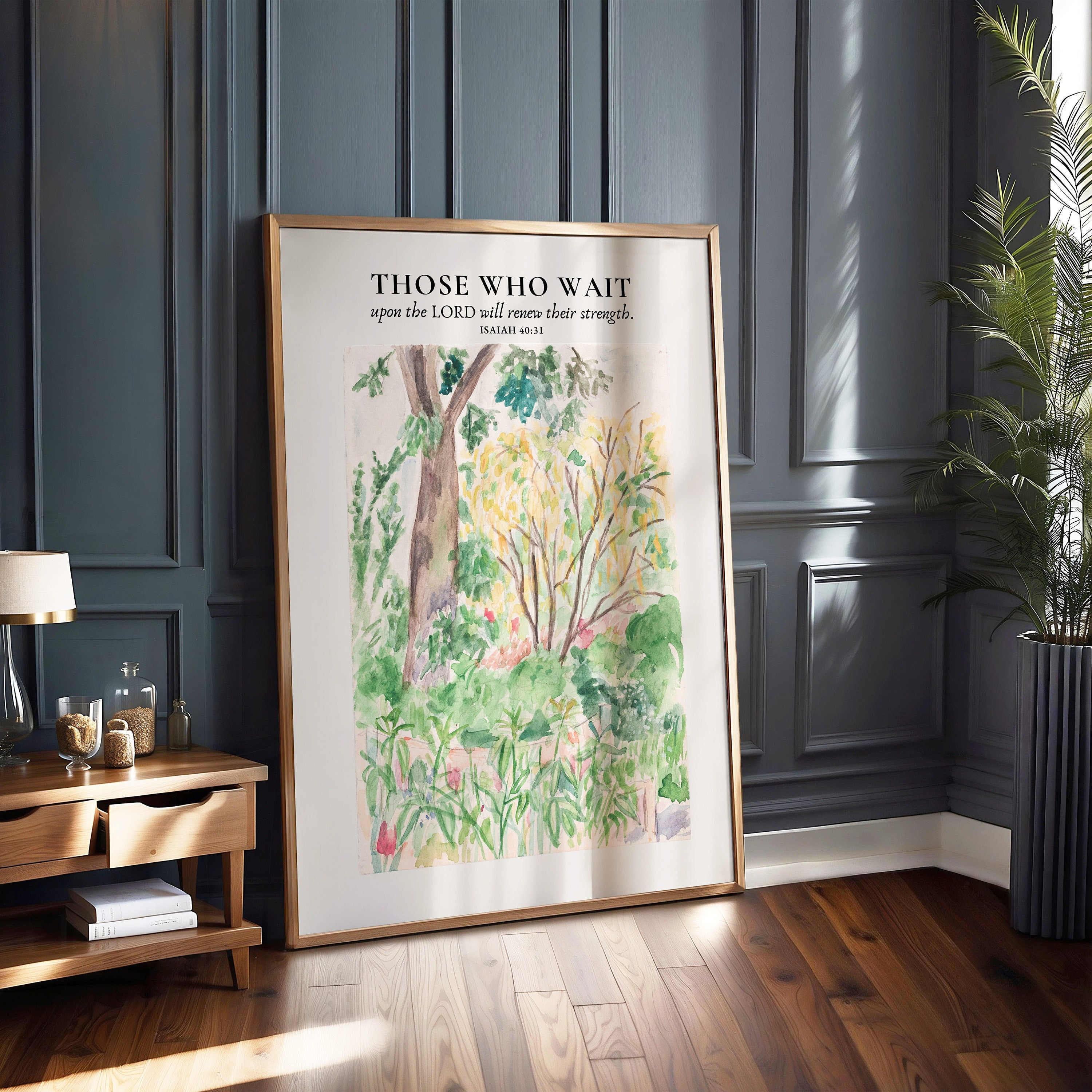 Poster Isaiah 40:31 Watercolor Nature Print, Christian Wall Art, Bible Verse Poster , Pastor ...