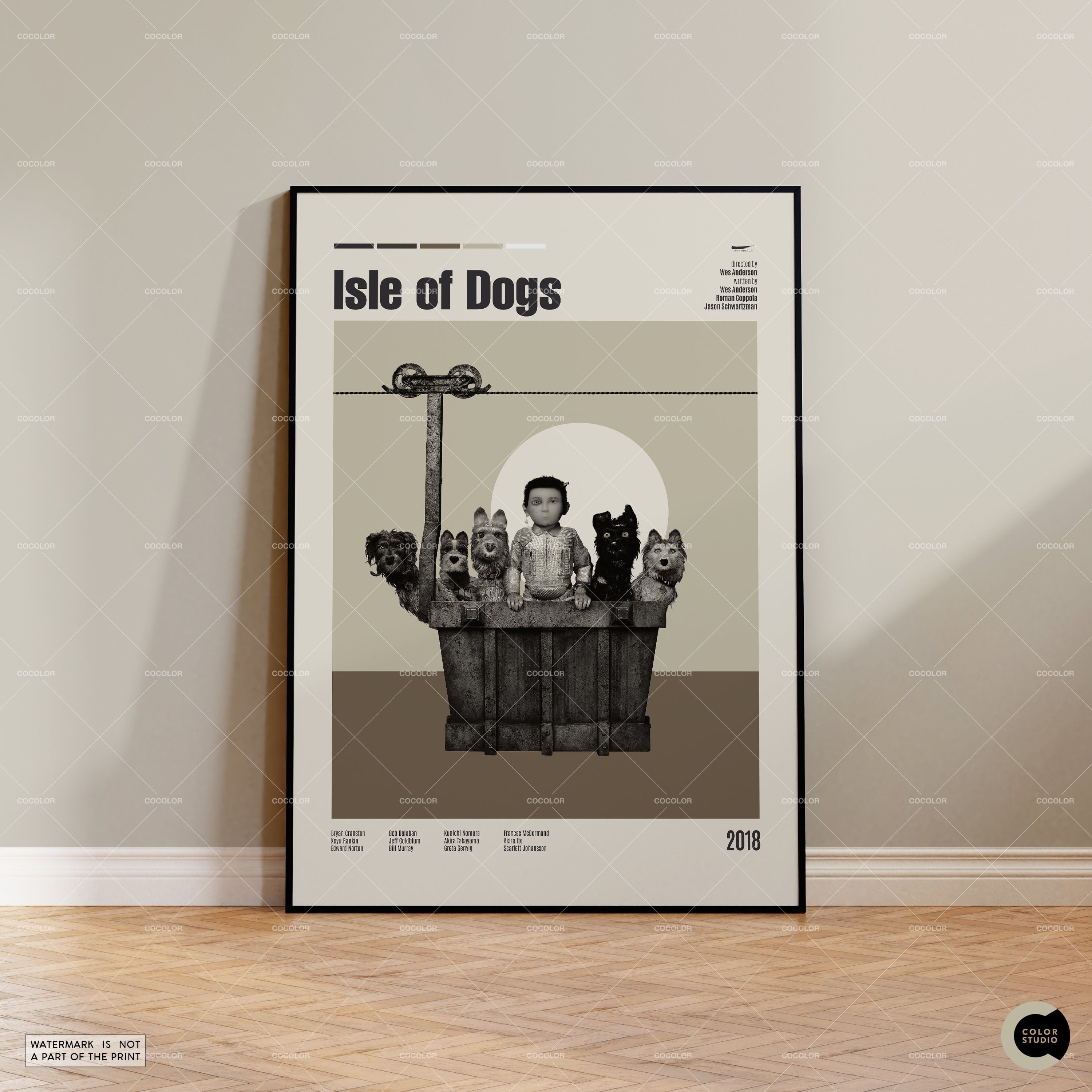 POSTER Isle of Dogs, Wes Anderson, Retro Movie Poster, Midcentury ...