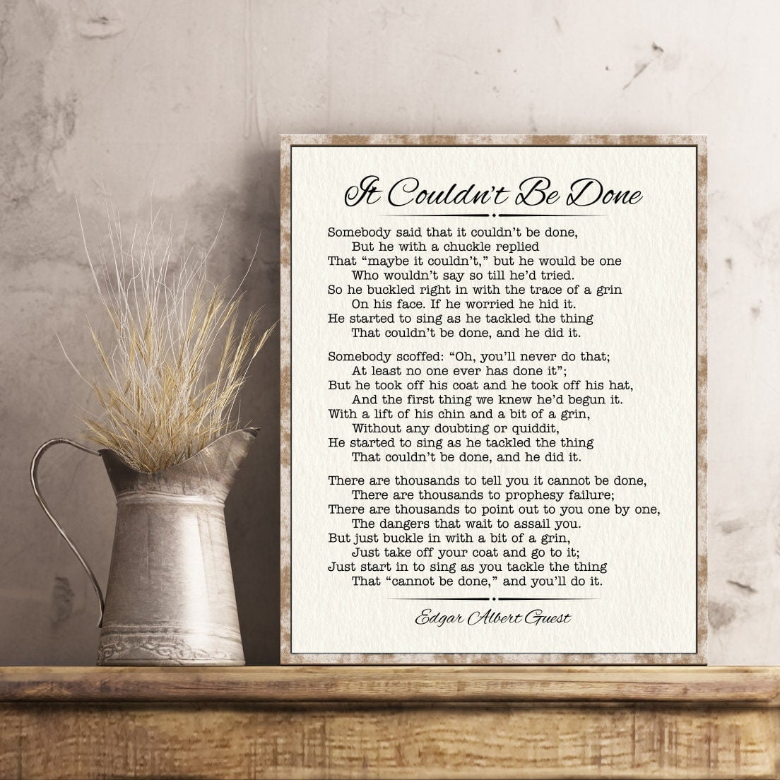 POSTER It Couldn't Be Done Edgar Albert Guest Poem Graduation Gift ...