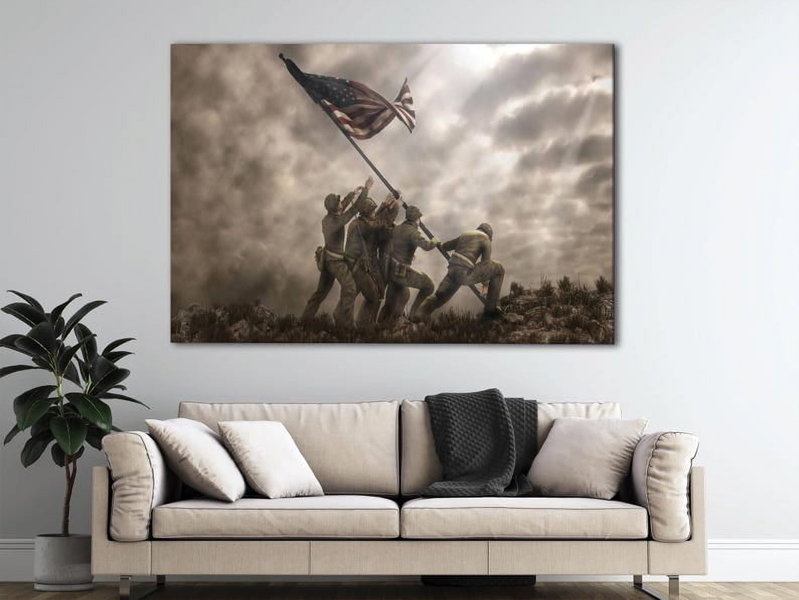 POSTER Iwo Jima Flag Raising Art, 3 Panels Iwo Jima Battle Wall Art ...
