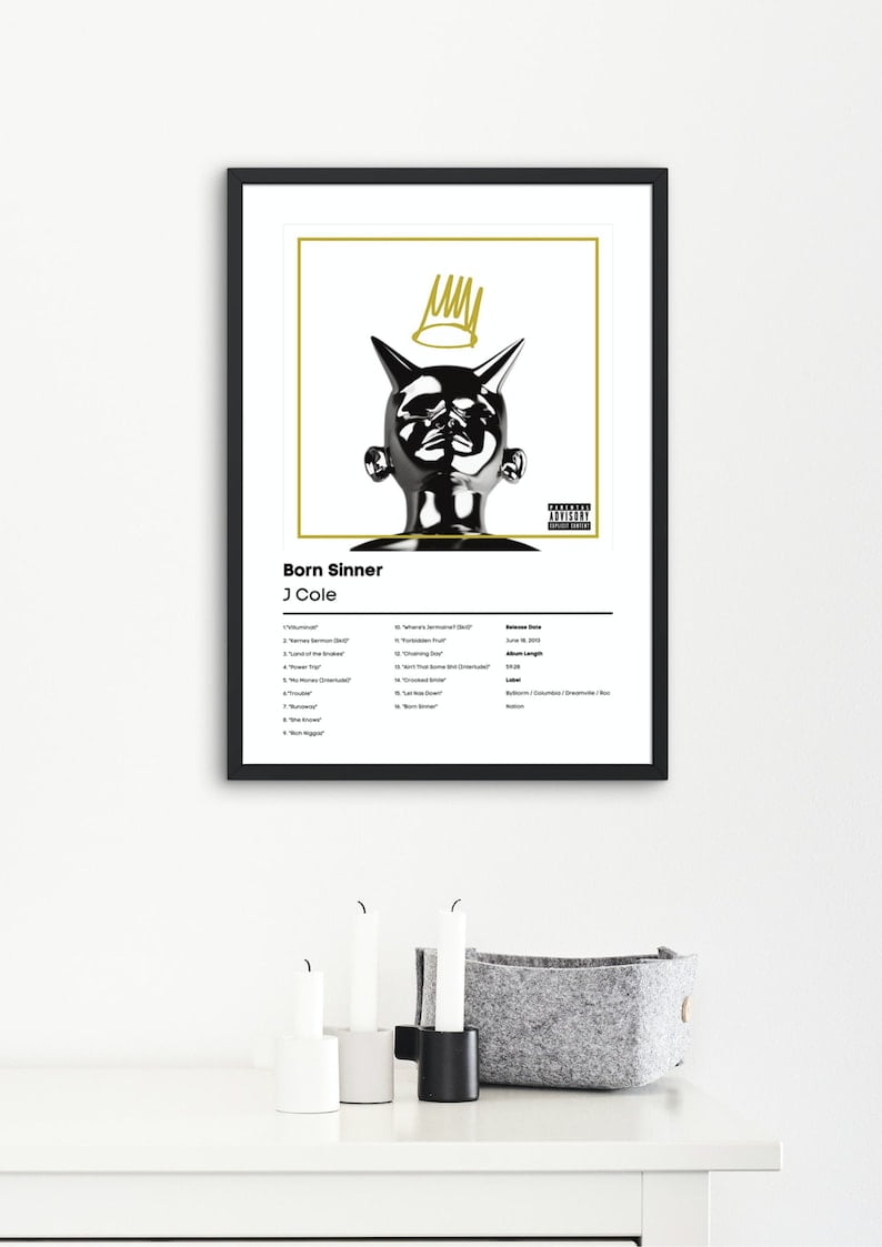 POSTER J Cole, Born Sinner | J Cole Music Gift | Birthday Gift | J Cole ...