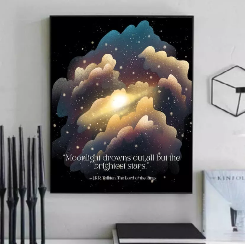 POSTER J.R.R. Tolkien Quote- Moonlight Drowns Out All But the Brightest ...
