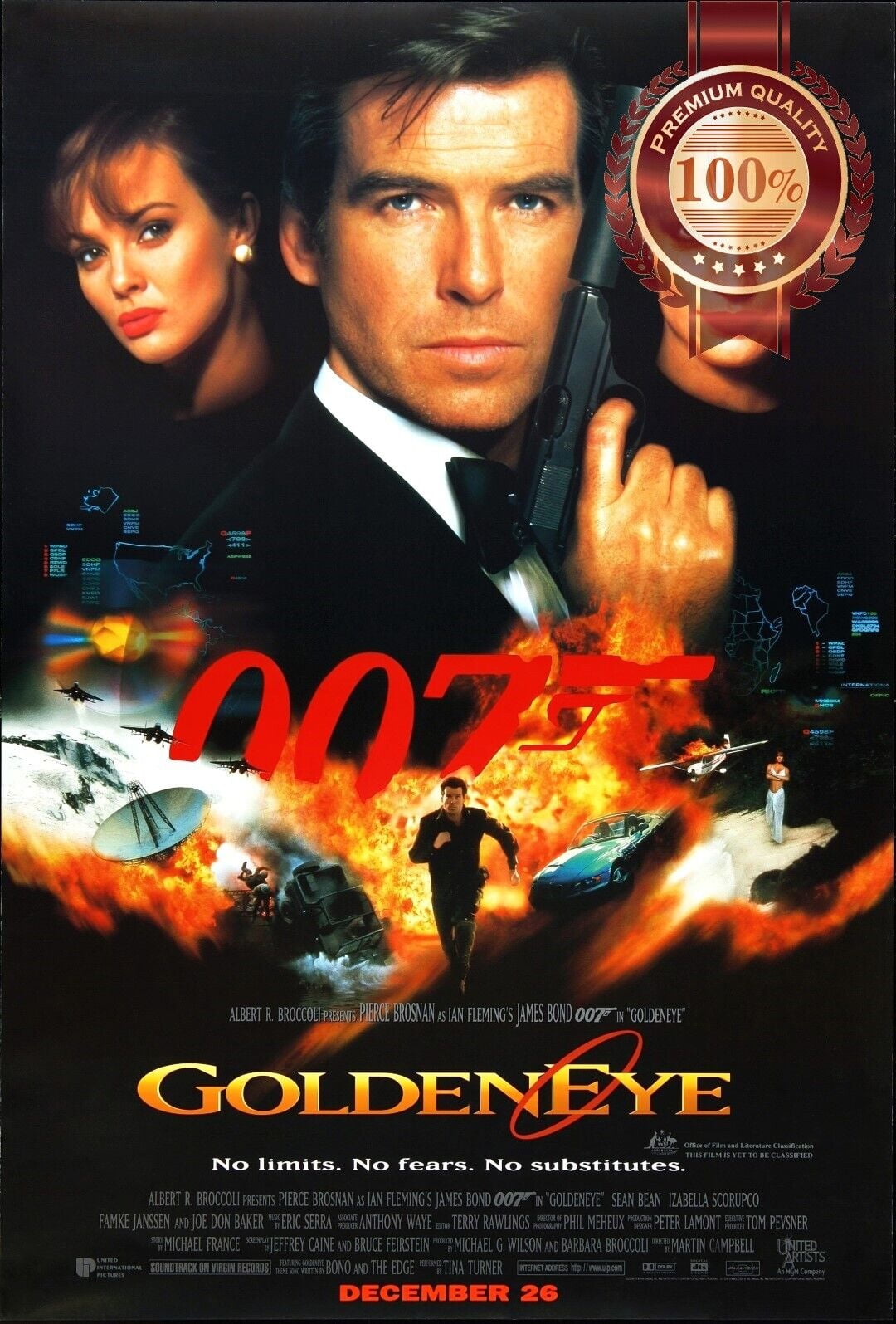 POSTER JAMES BOND GOLDENEYE V2 1995 90s 007 CINEMA MOVIE FILM ART PRINT ...