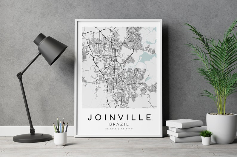 POSTER JOINVILLE Brazil City Map, Wall Map Poster, engagement map art ...