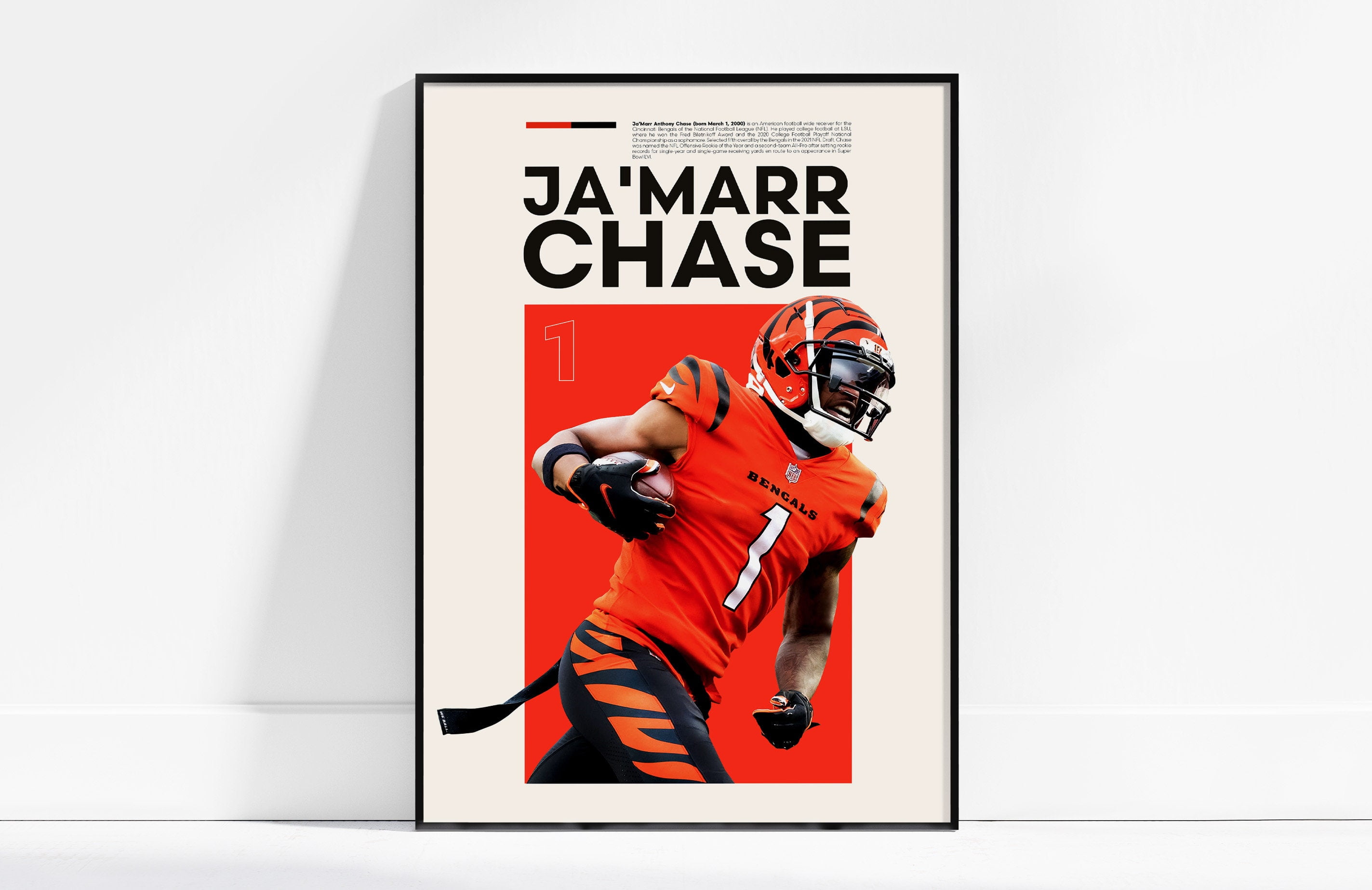 POSTER Ja'Marr Chase Poster, Cincinnati Bengals Print, Minimalist ...