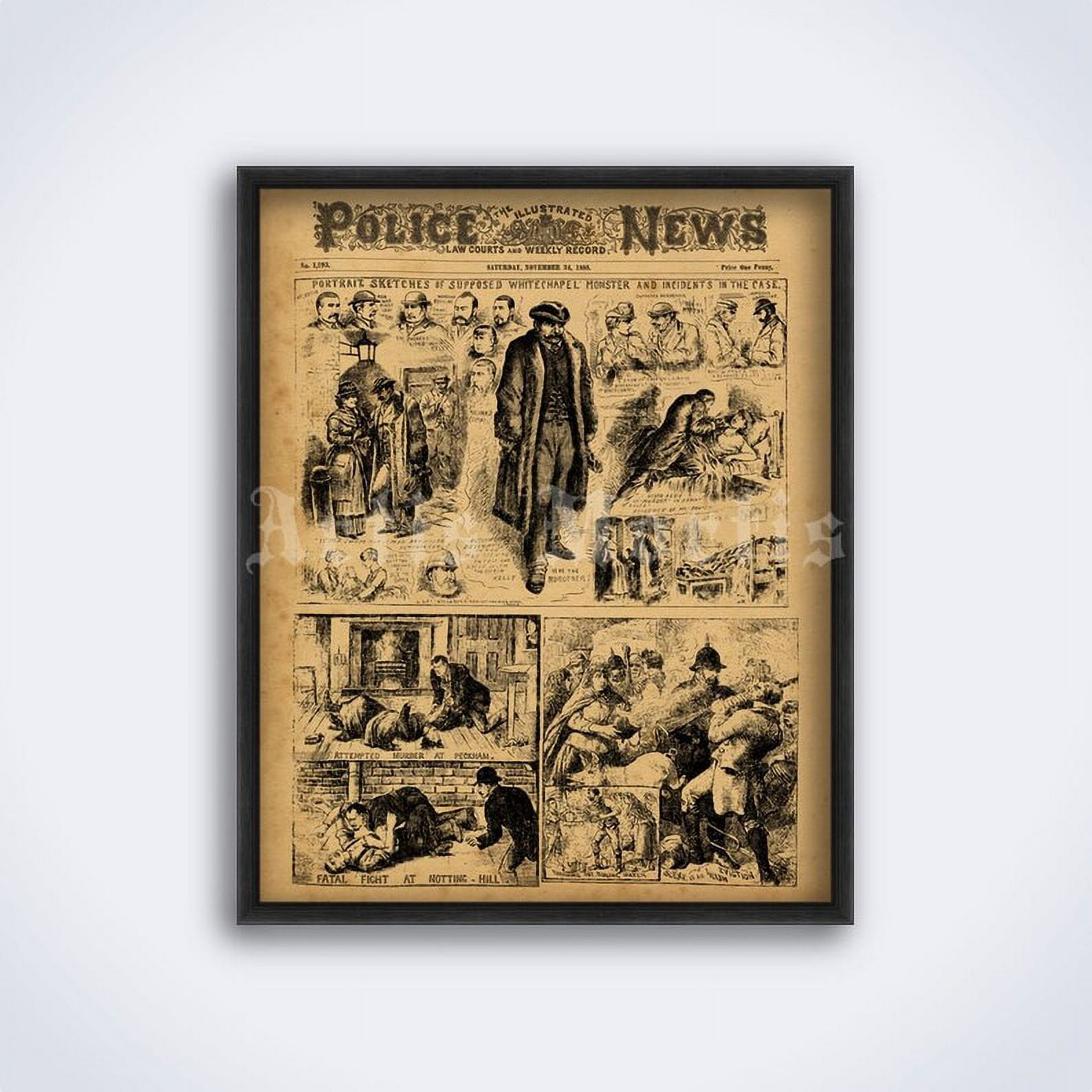 POSTER Jack the Ripper portrait - Police News magazine print, Victorian ...