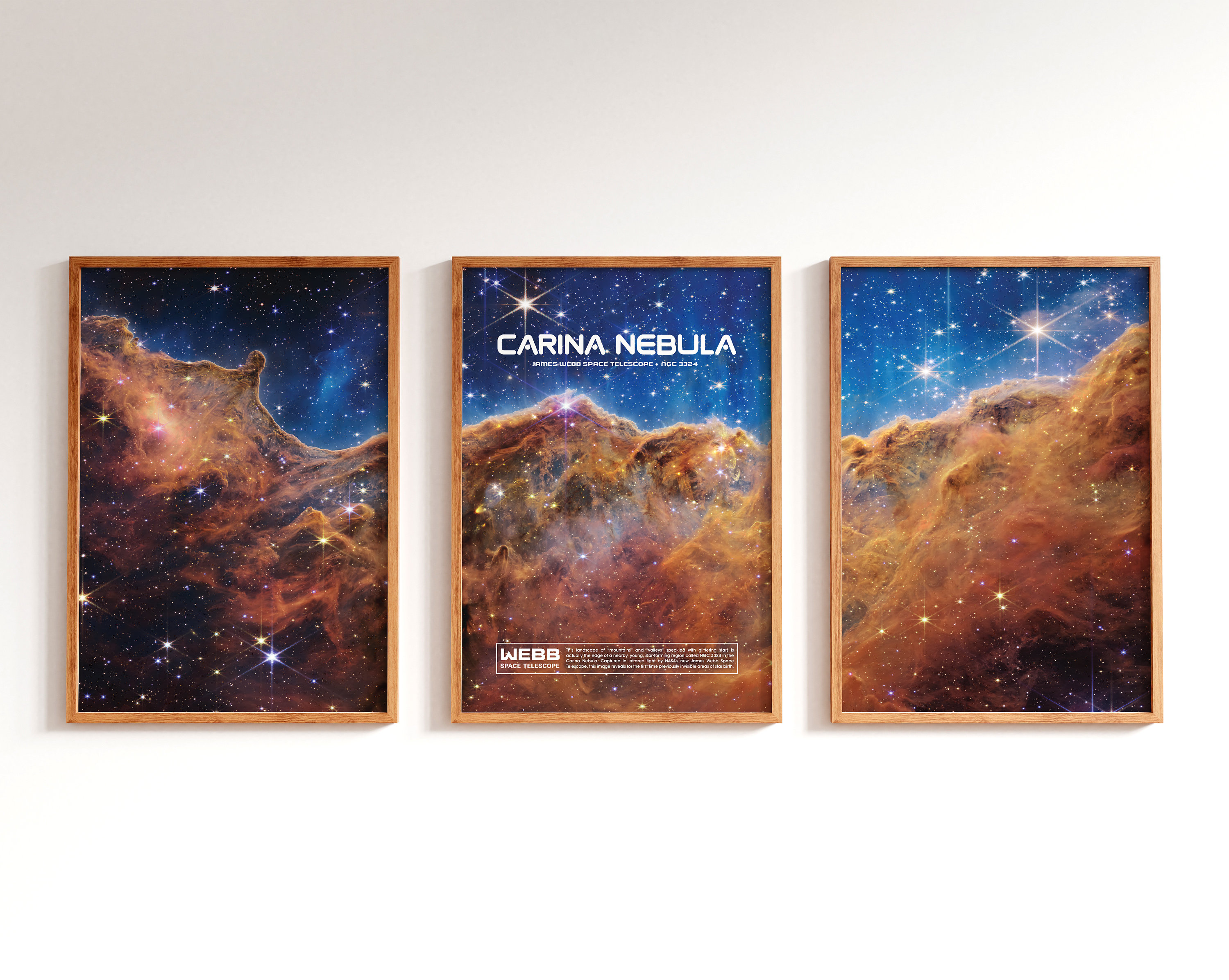 POSTER James Webb's Carina Nebula Set of 3 Poster, Nasa Posters, Sci-Fi ...