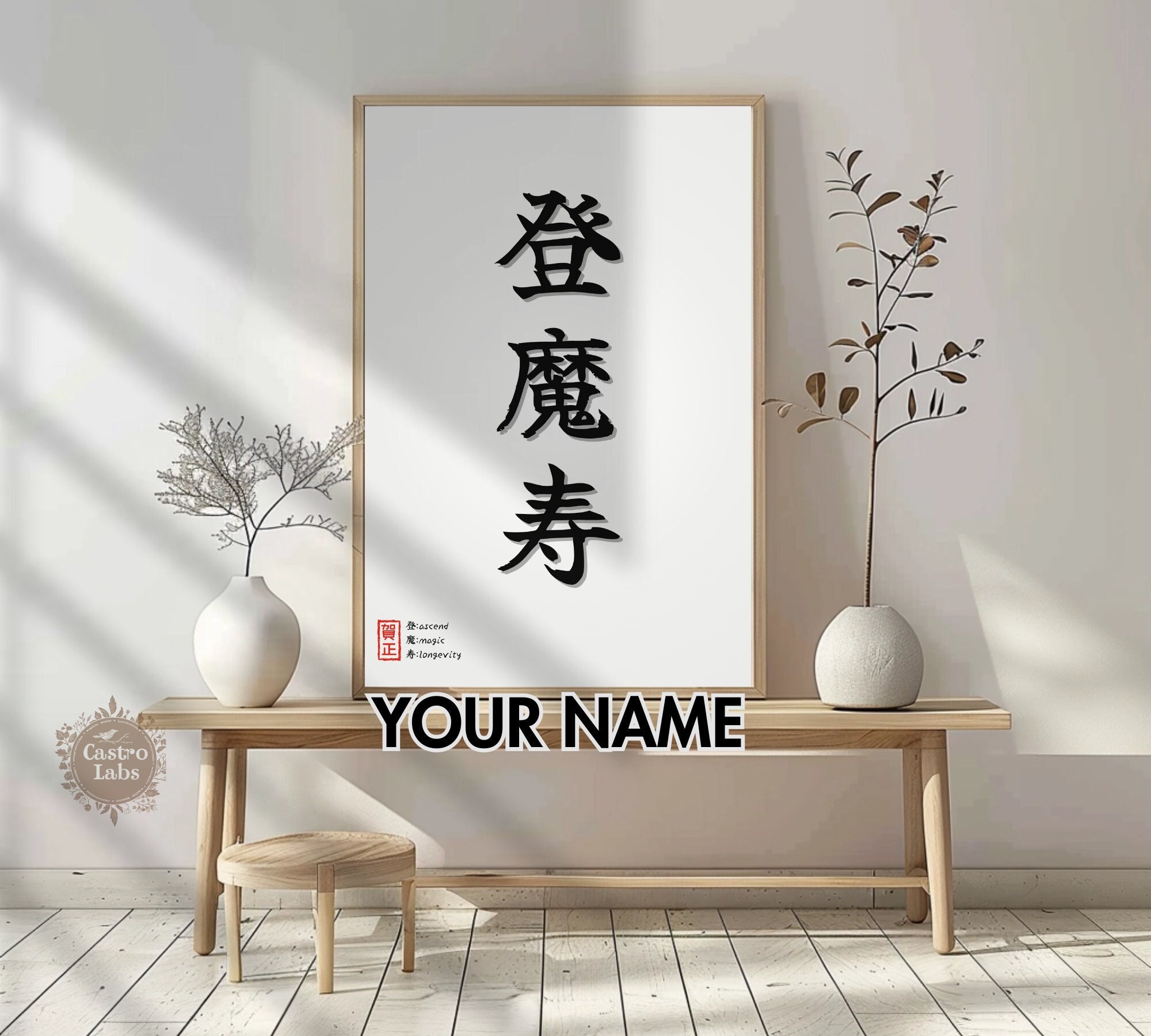 POSTER Japanese Calligraphy Kanji Poster, Japanese Wall Art Traditional ...