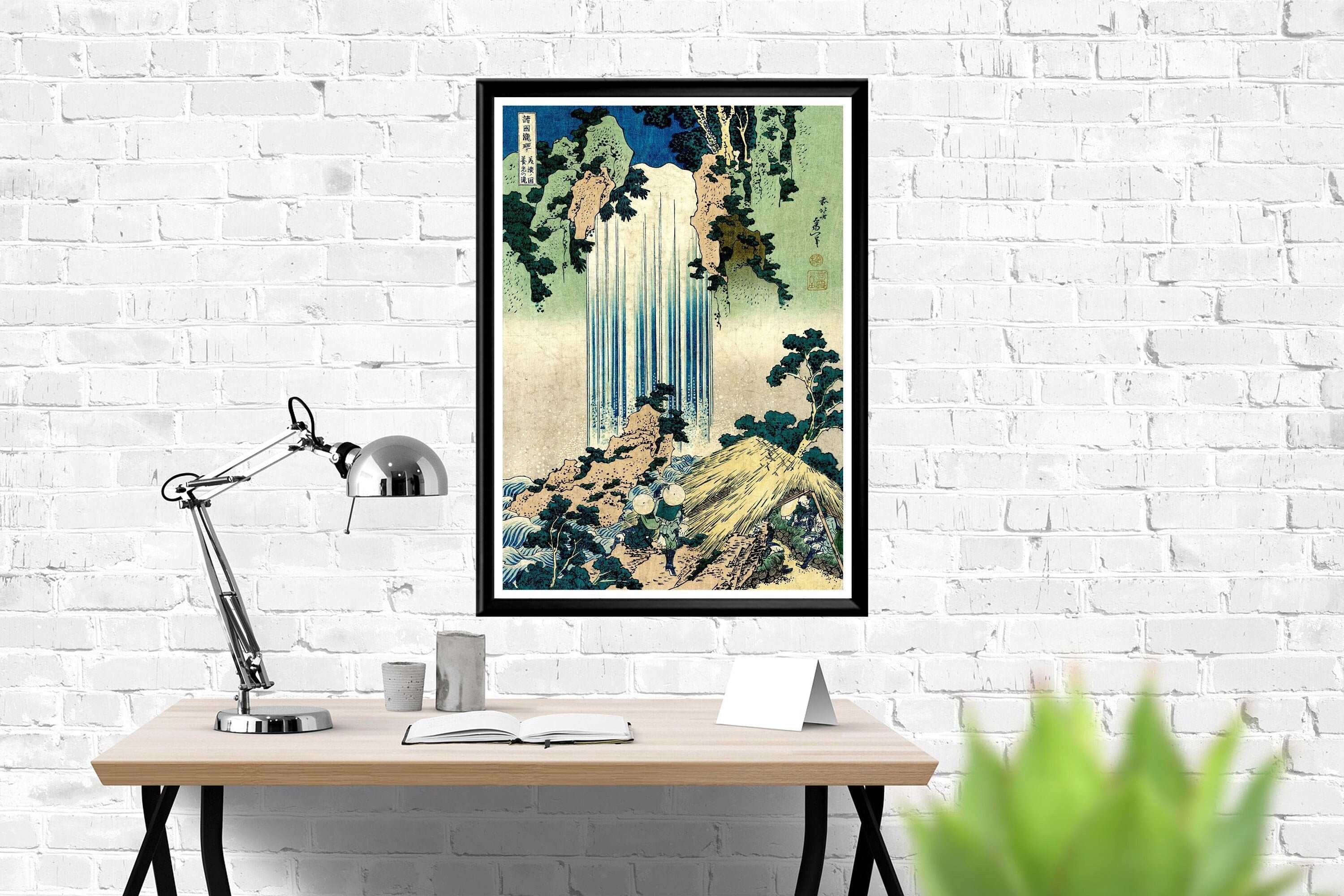 POSTER Japanese Waterfall Art Print, Vintage Traditional Japanese ...