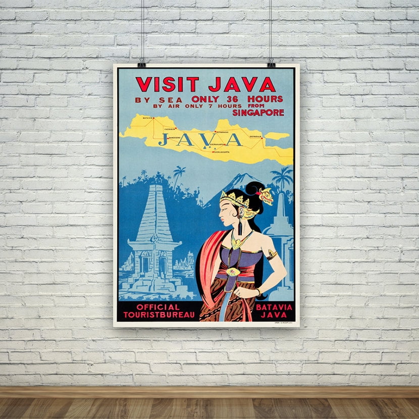 POSTER Java Poster: Vintage Indonesia Travel Poster-UNFRAMED - Walmart.com