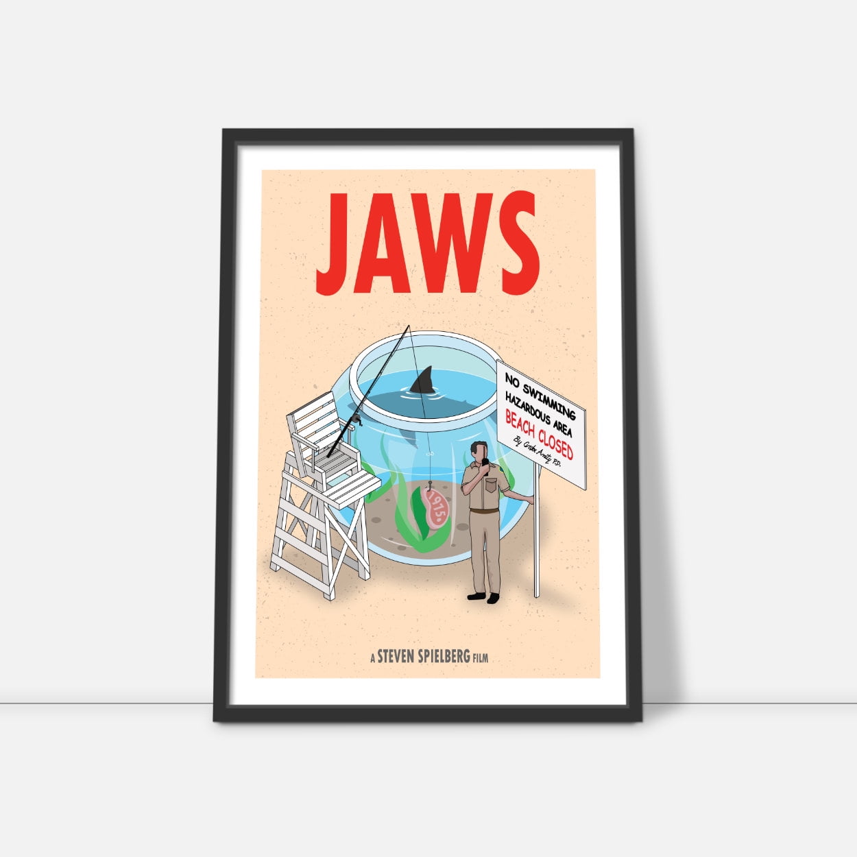 Poster Jaws Movie Poster - Amity Island art, Minimalist Horror print ...
