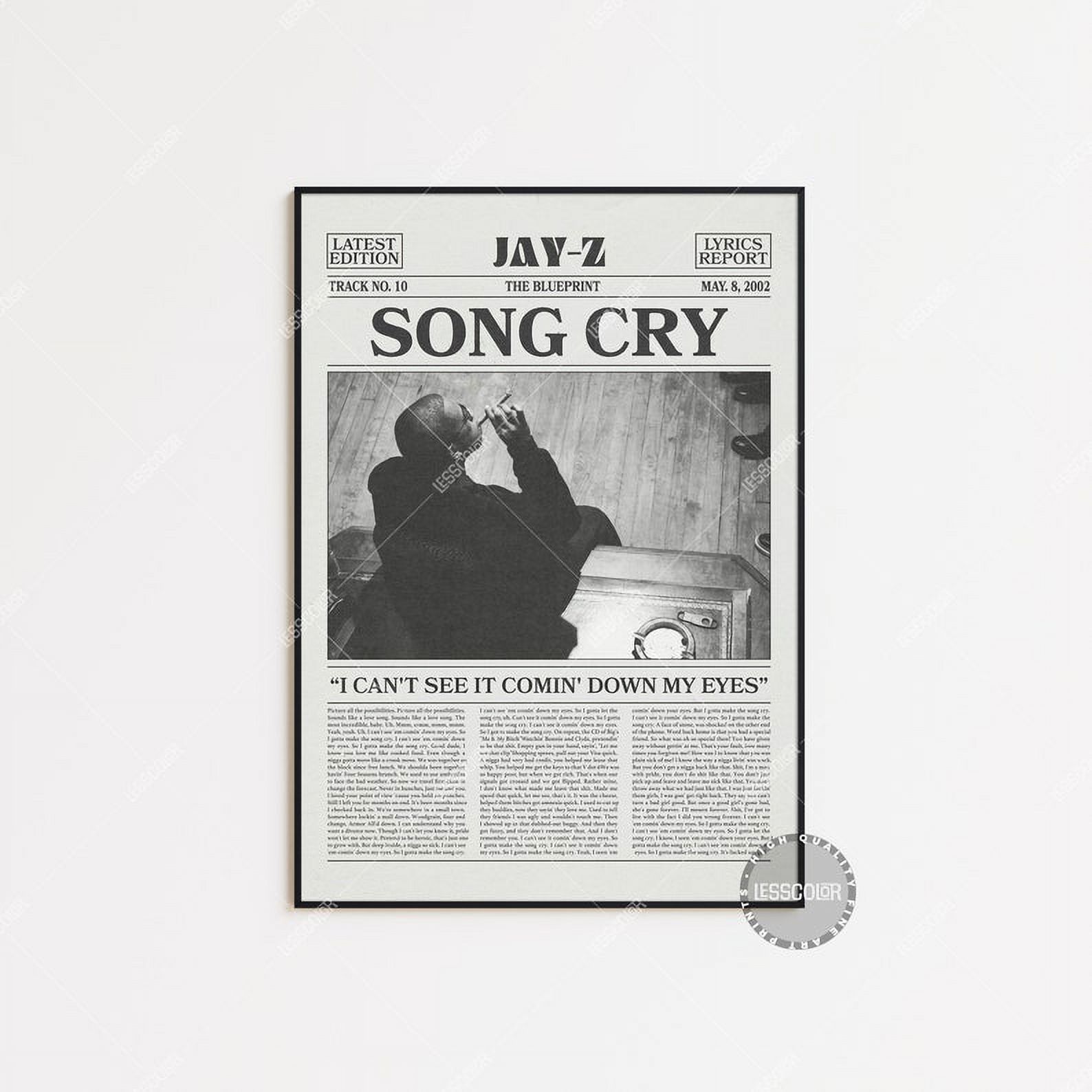 POSTER Jay Z Retro Newspaper Print, Song Cry Poster, Song Cry Lyrics Print, Jay Z Poster, The ...