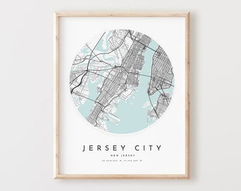 POSTER Jersey City Map Print, Jersey City Map Poster City Wall Art, Nj ...