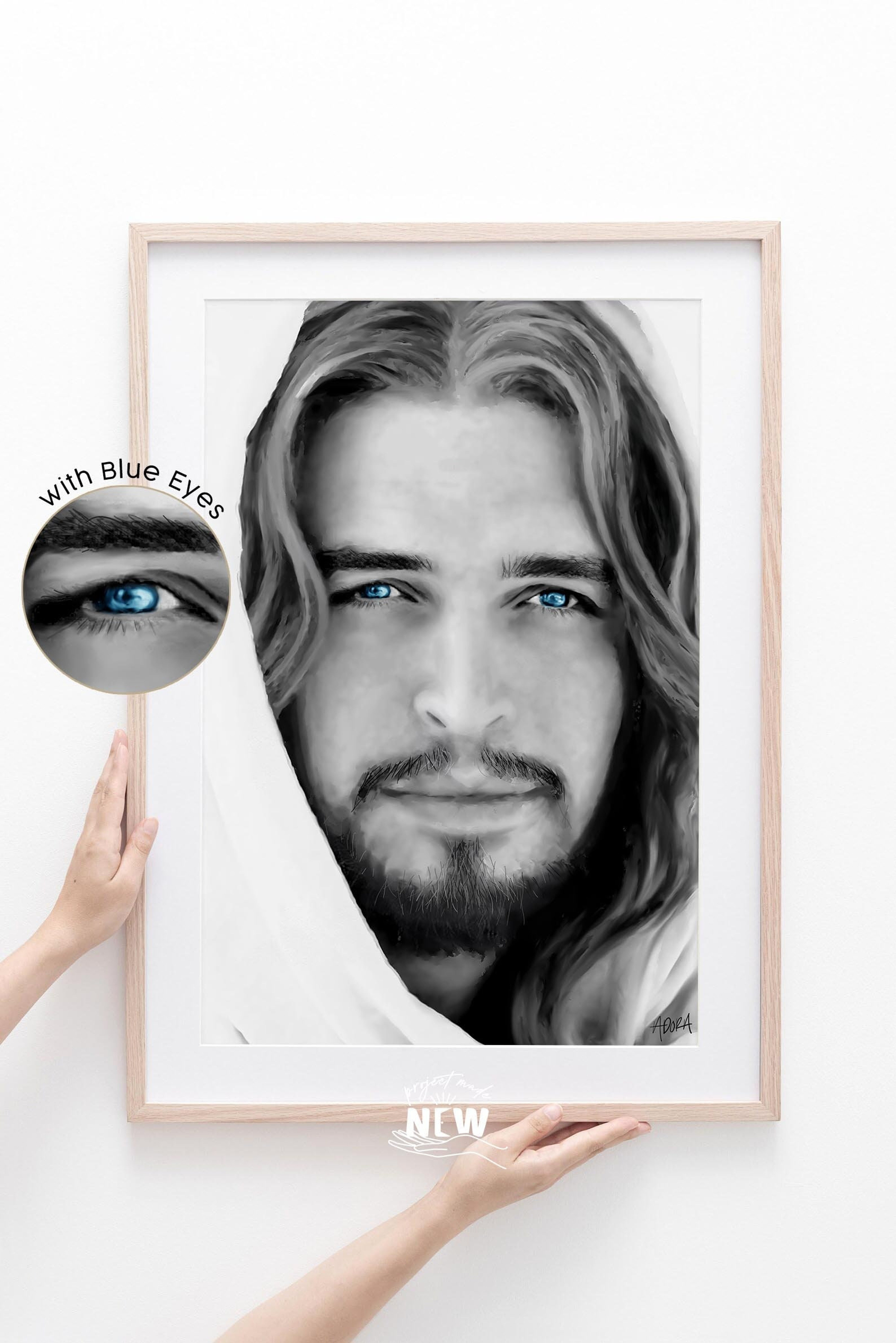 POSTER Jesus Christ Portrait Print Blue Eyes, Jesus Painting, Jesus ...