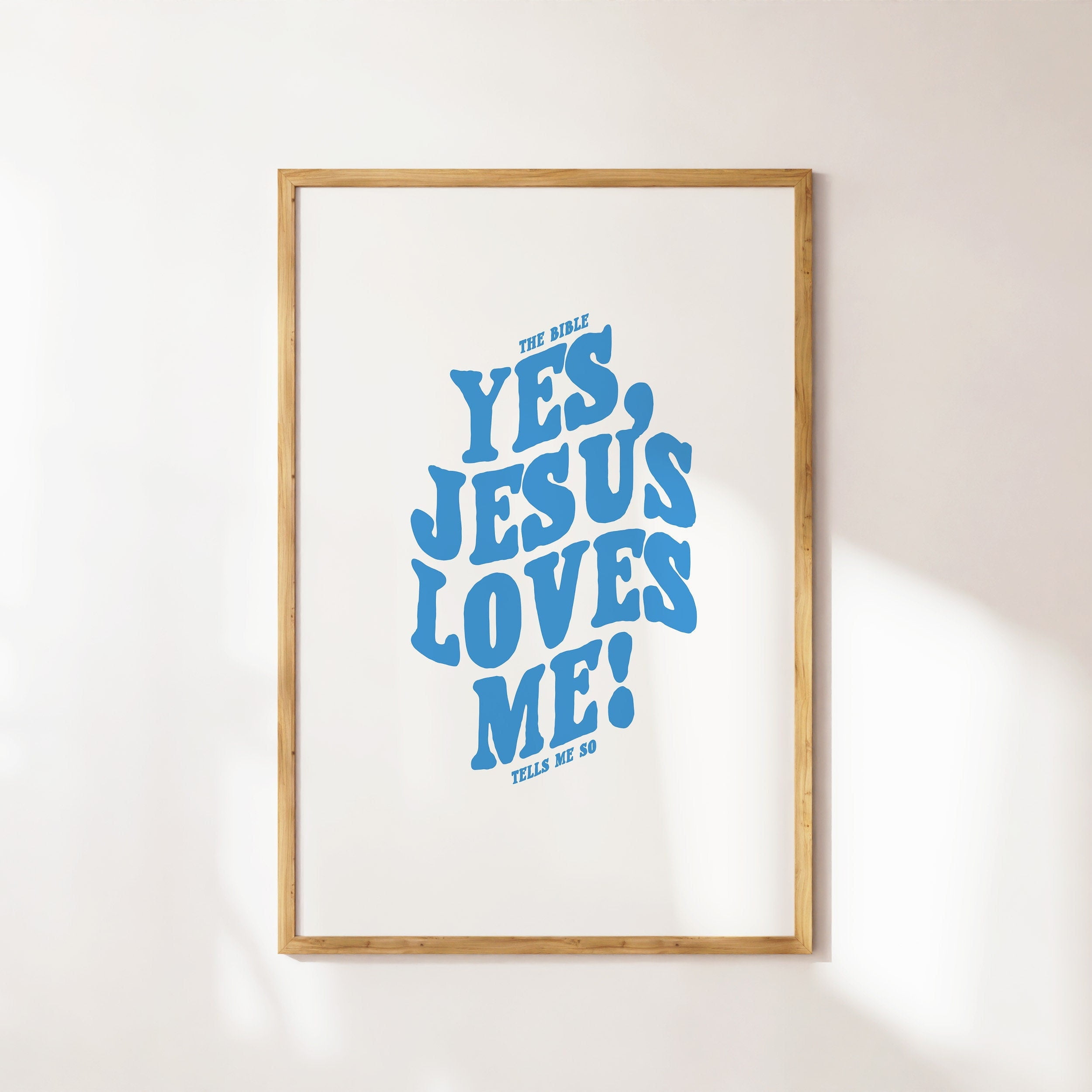 POSTER Jesus Loves Me Christian Quote Wall Art Modern Blue Wall Art ...