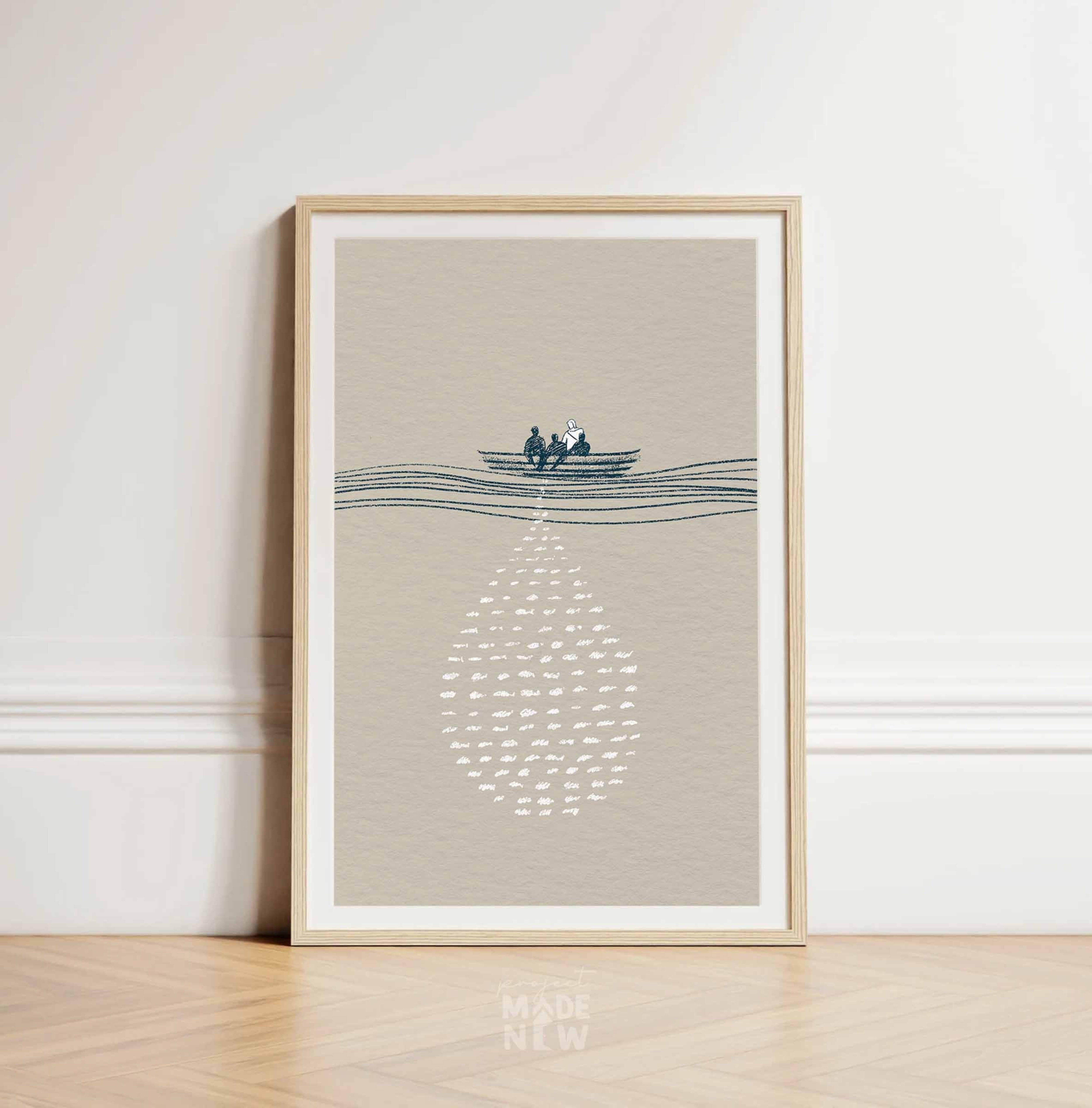 POSTER Jesus and the Fisherman Jesus Bible Art, Miraculous Fish God ...