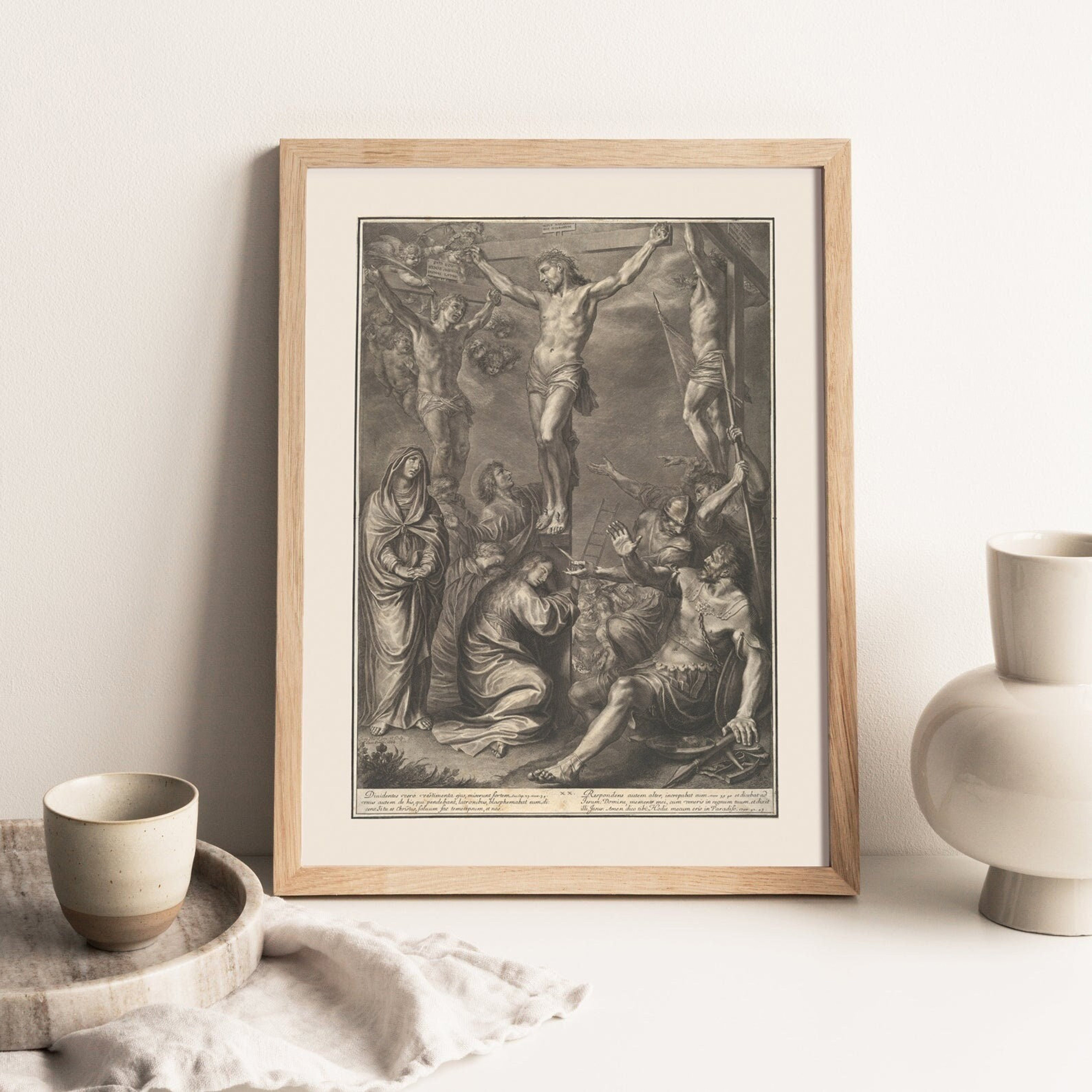 POSTER Jesus on Cross, Crucifixion, Vintage Wood Cut, WALL ART, Bible ...