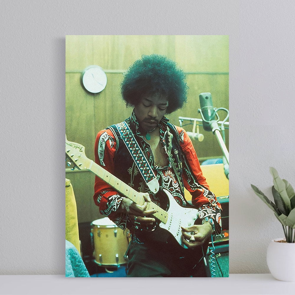 POSTER Jimi Hendrix In The Studio Fender Strat Guitar Poster, Wall Art ...