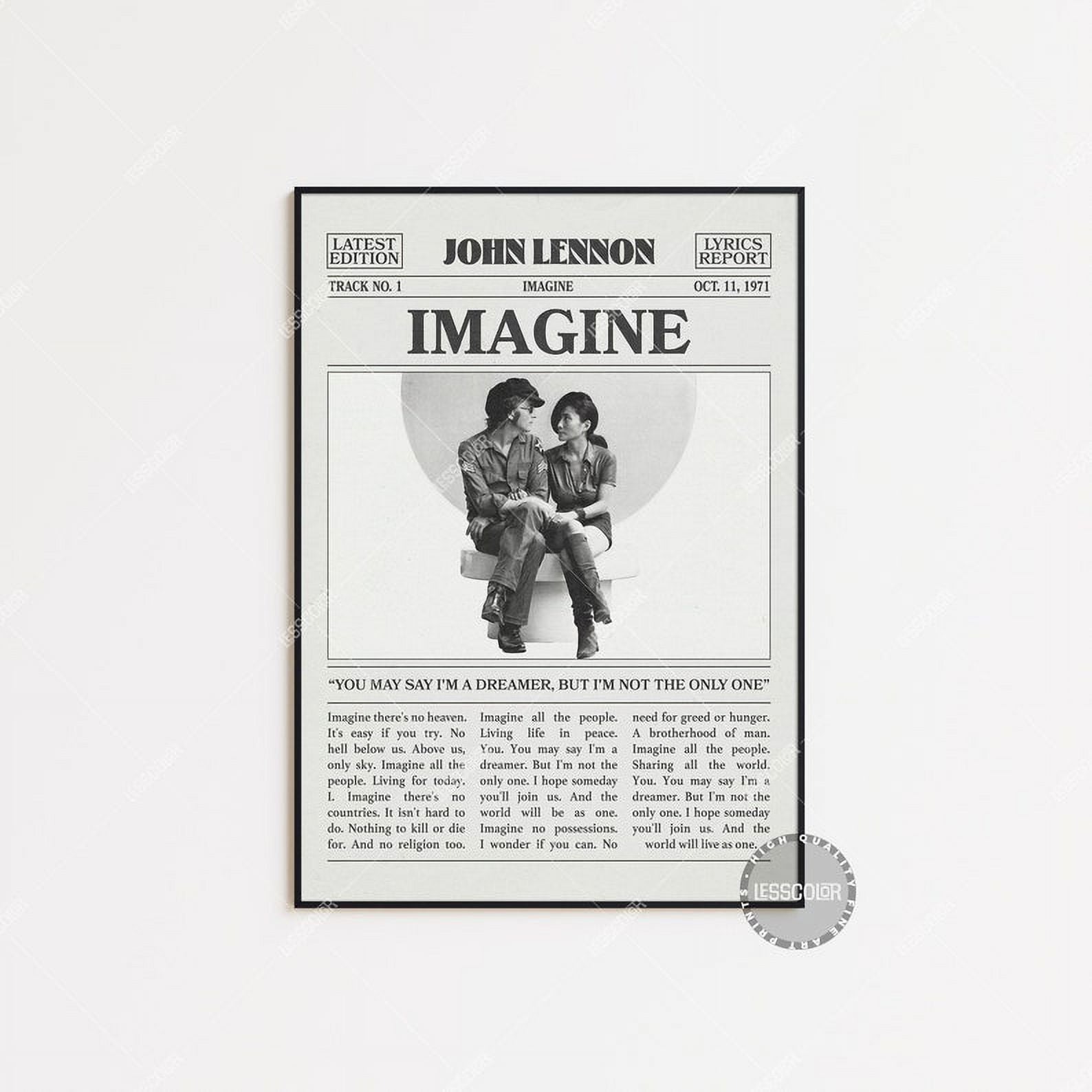 POSTER John Lennon Retro Newspaper Print, Imagine Poster, Imagine ...
