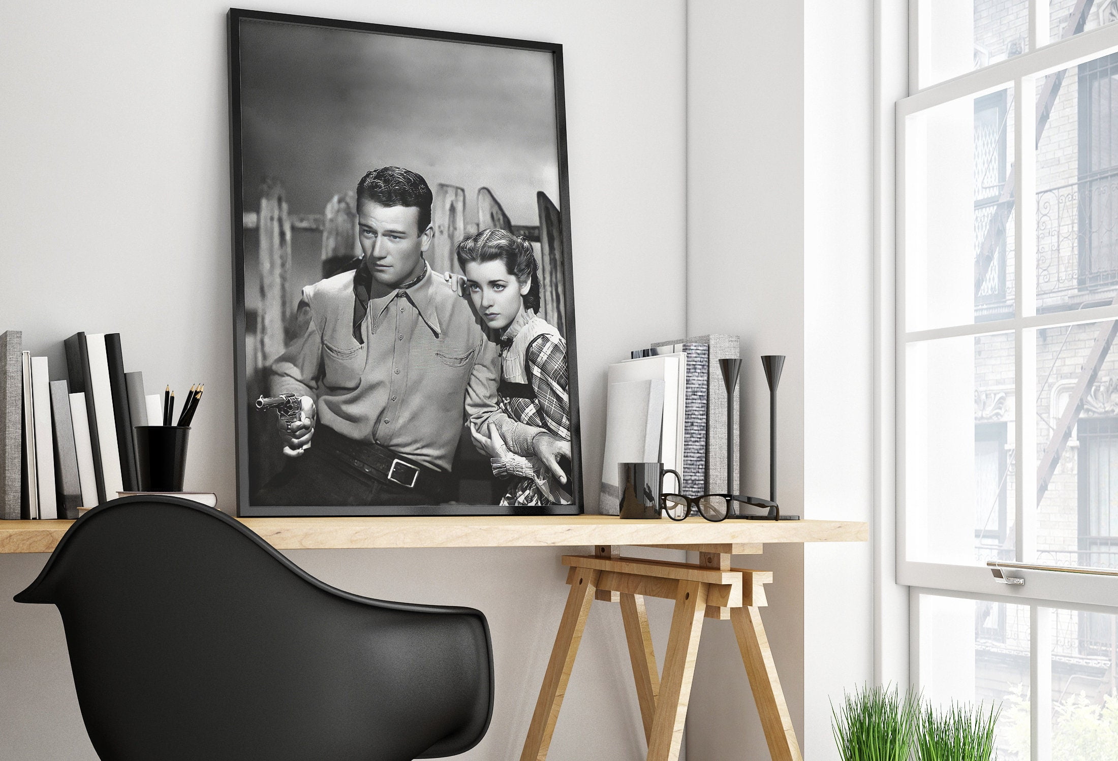 POSTER John Wayne Poster, Classic Movie Prints, John Wayne with Marsha ...