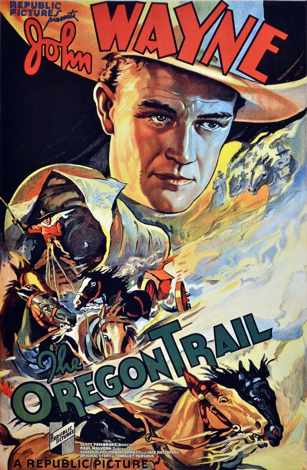 POSTER John Wayne in The Oregon Trail Art Decoration POSTER.Home ...