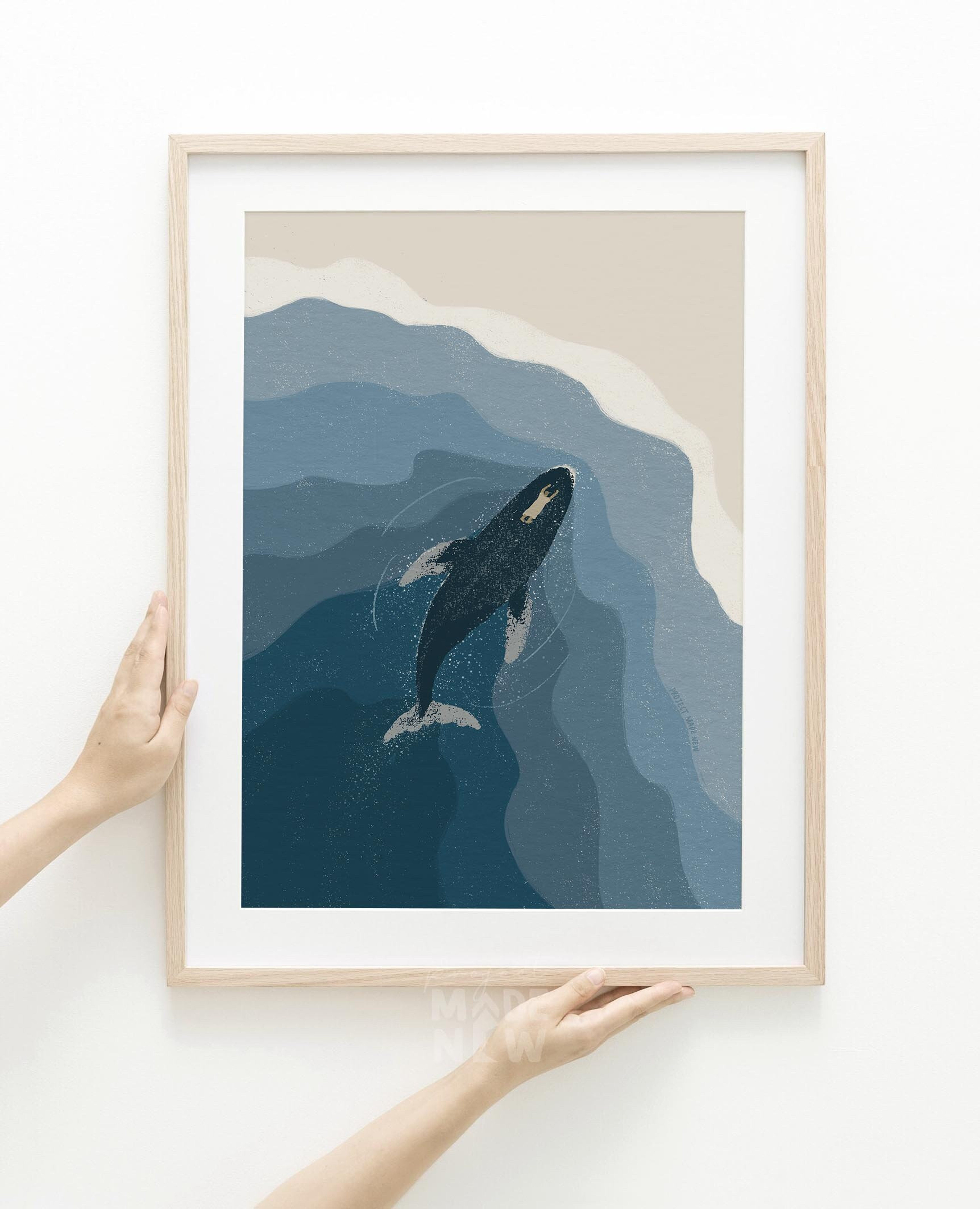 POSTER Jonah and the Whale Christian Modern Bible Art Print Big Fish ...
