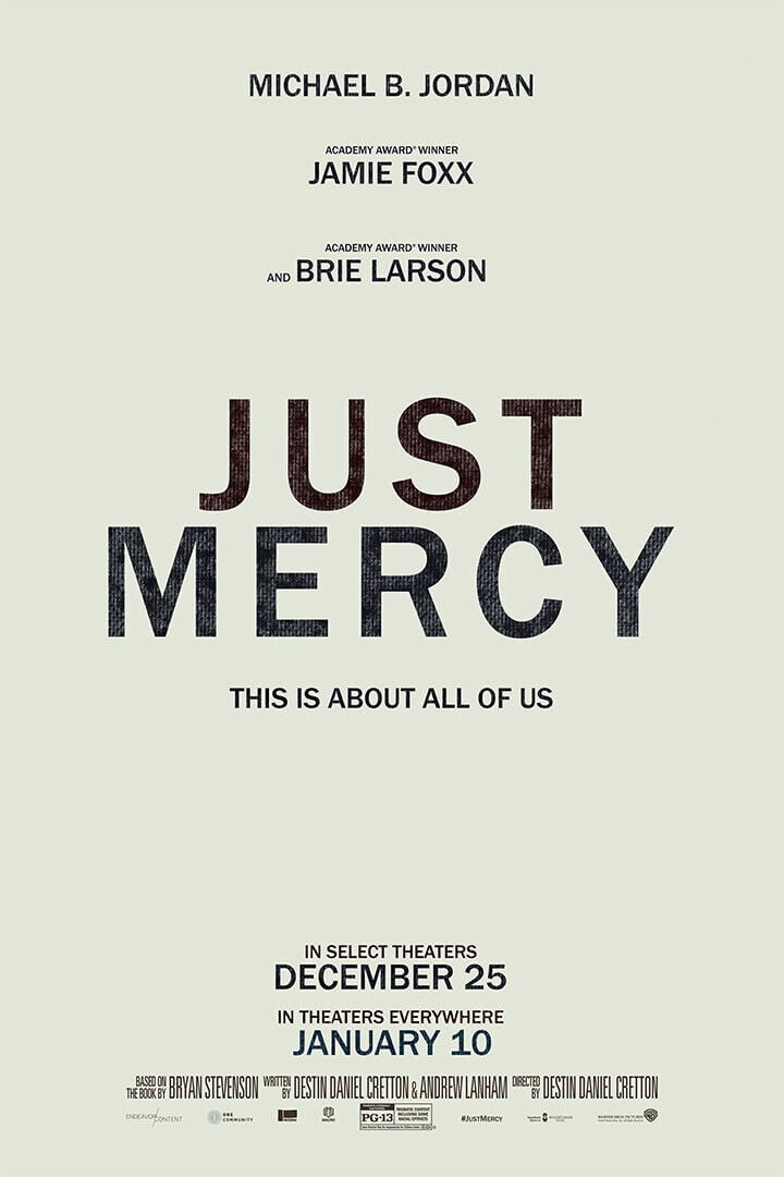 POSTER Just Mercy Movie Brie Larson Biography Crime Wall Art Home Decor ...