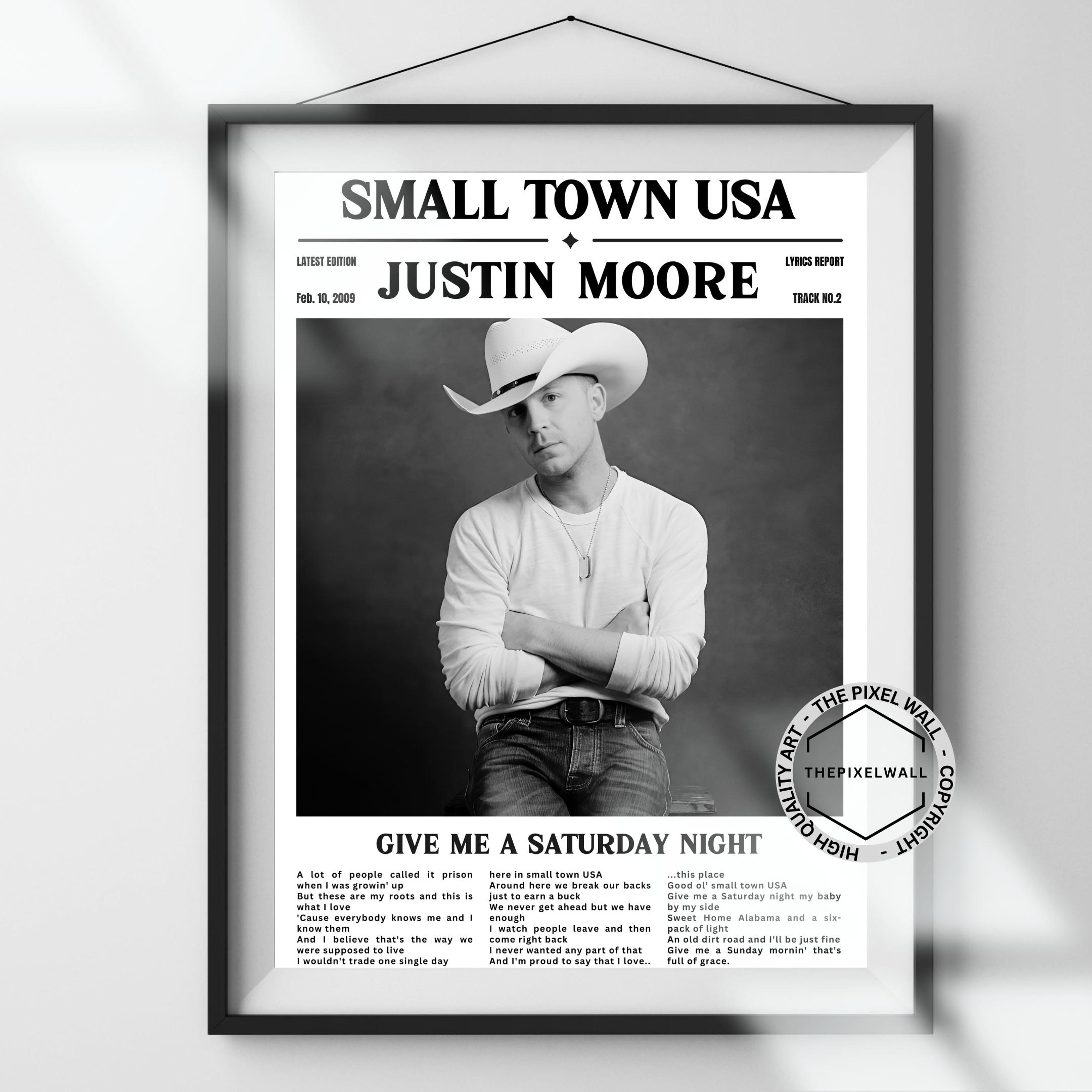 POSTER Justin Moore, Small Town Usa, Country Artist Print, Country ...
