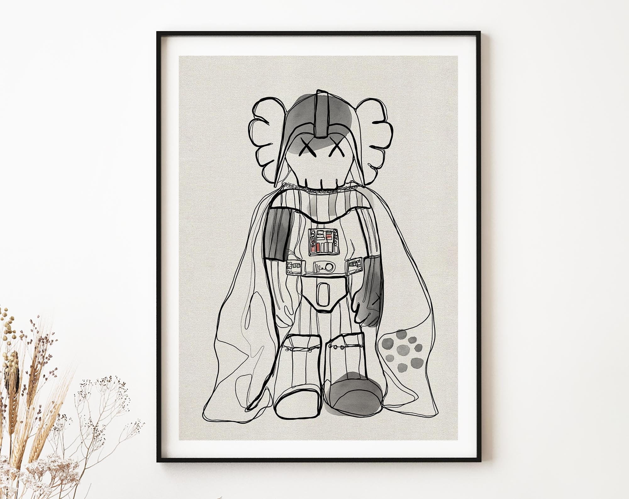 Poster KAWS companion dark villain luxury artwork - Abstract art - Line ...