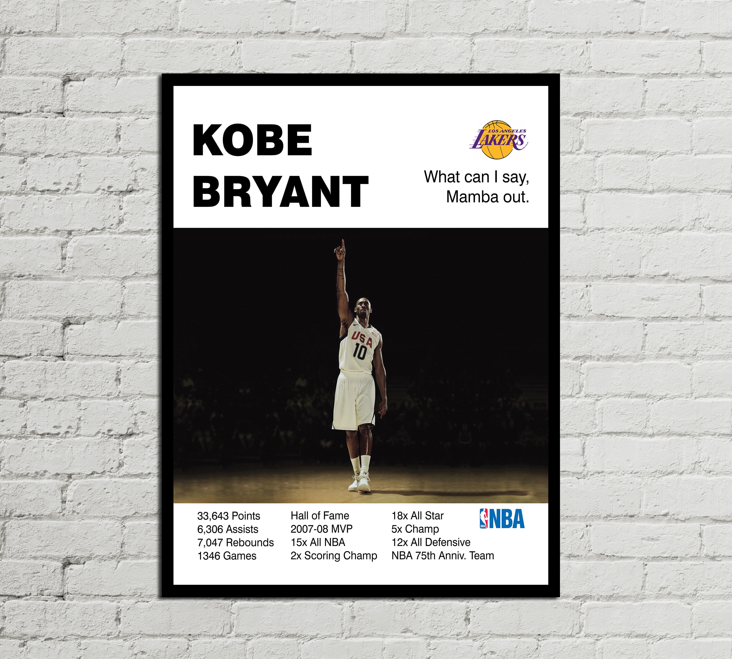 POSTER KOBE BRYANT - Basketball Player Poster - Mid Century Modern ...
