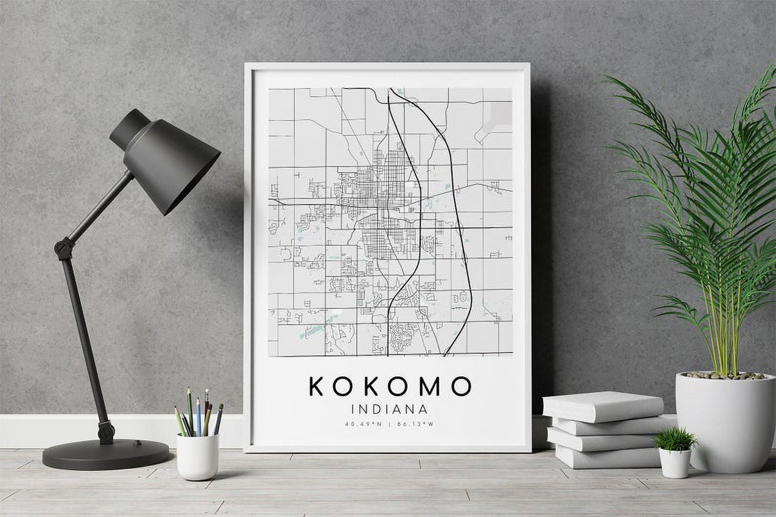 POSTER KOKOMO Indiana Map Print, IN USA City Map Poster, birthday gift ...