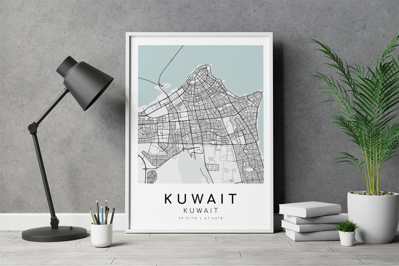 POSTER KUWAIT City Map, Kuwait UAE map print, wall art city map, happy ...