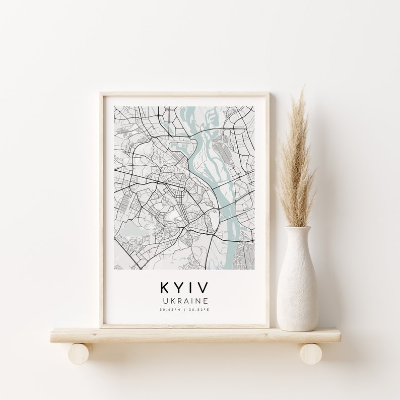 POSTER KYIV Ukraine Map Print, Road Map Poster, gifts for her, map gift ...