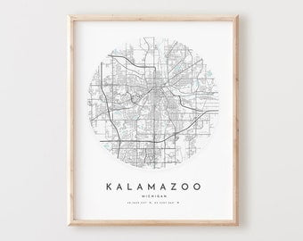 POSTER Kalamazoo Map Print, Kalamazoo Map Poster City Wall Art, Mi Road ...