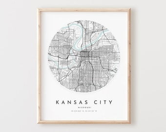 POSTER Kansas City Map Print, Kansas City Map Poster City Wall Art, Mo ...