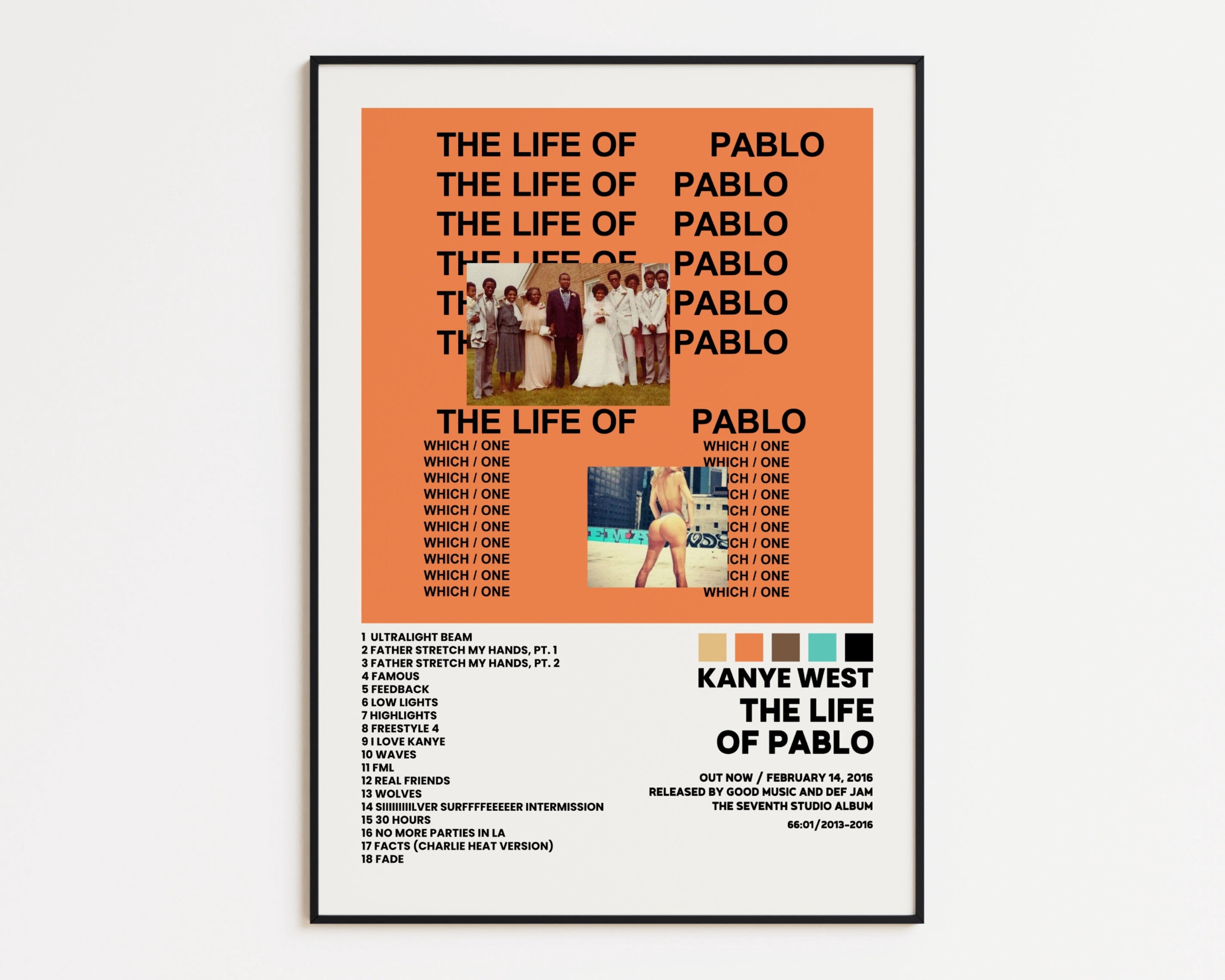 POSTER Kanye West Cover Poster, The Life Of Pablo Album Wall Print ...