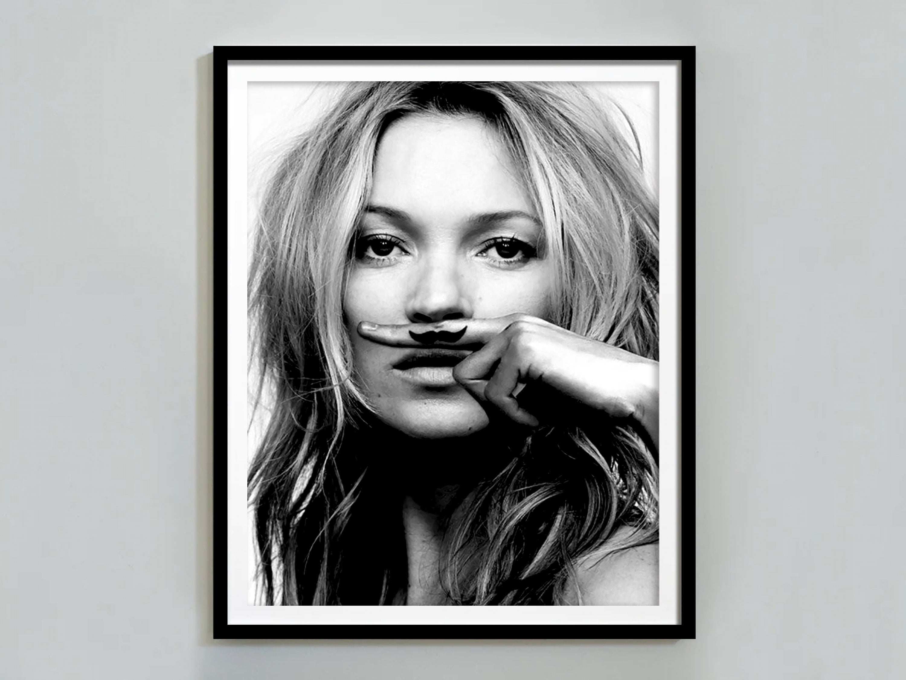 POSTER Kate Moss Mustache Print, Black and White, Fashion Poster, Life ...