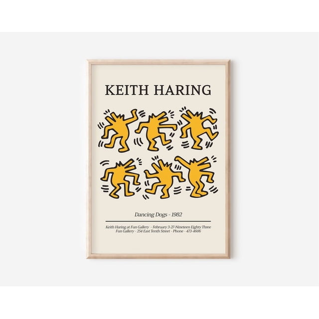 POSTER Keith Haring Dancing Dogs Yellow, Keith Haring Poster, Keith ...