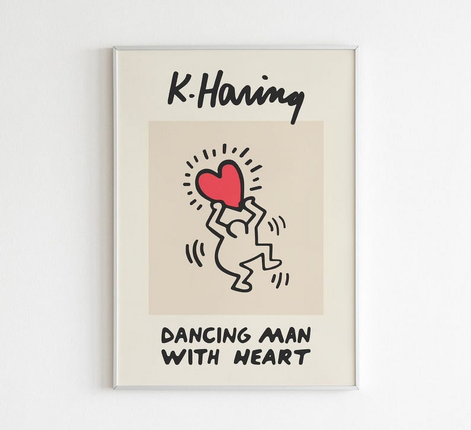 Poster Keith Haring Love Poster, Dancing Man with Heart, Retro Poster ...