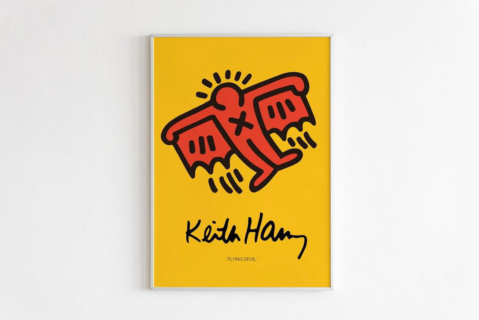 POSTER Keith Haring Poster, Flying Devil, Mustard Yellow, Black and ...