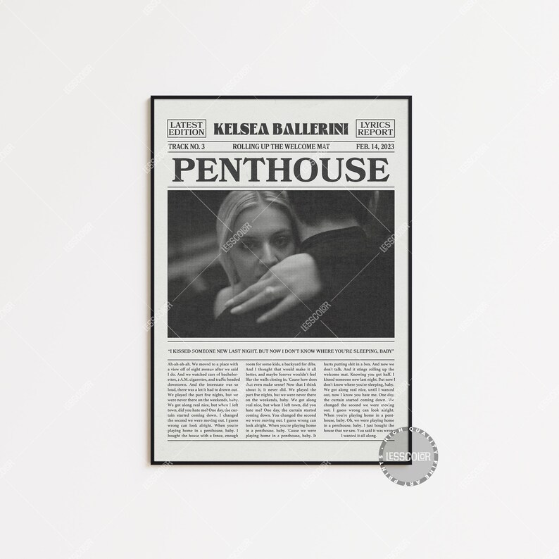 POSTER Kelsea Ballerini Retro Newspaper Print, Penthouse Poster, Lyric ...