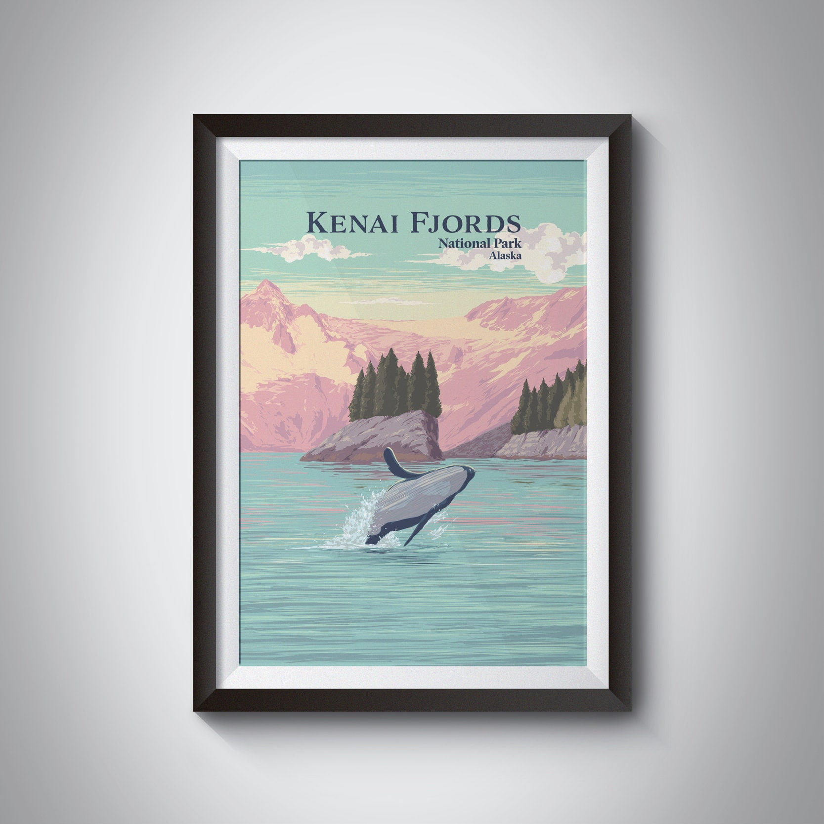 POSTER Kenai Fjords National Park Poster, Alaska USA, Harding Icefield ...