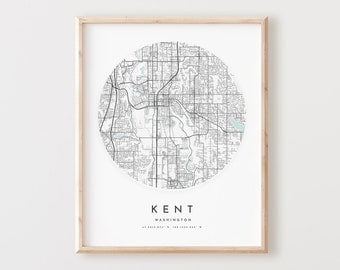 POSTER Kent Map Print, Kent Map Poster City Wall Art, Wa Road Map ...